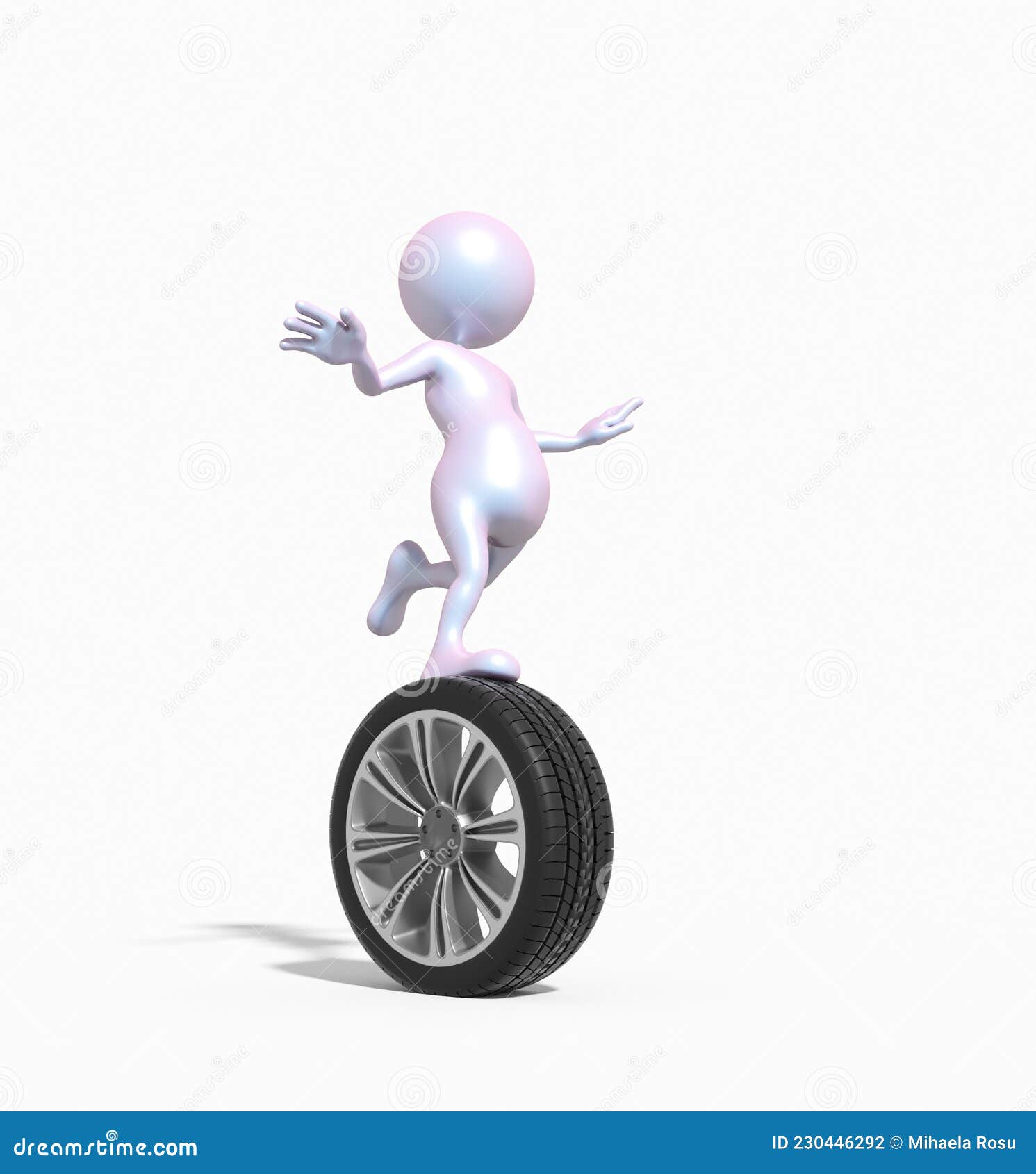 Man Running on the Car Wheel Stock Illustration - Illustration of ...