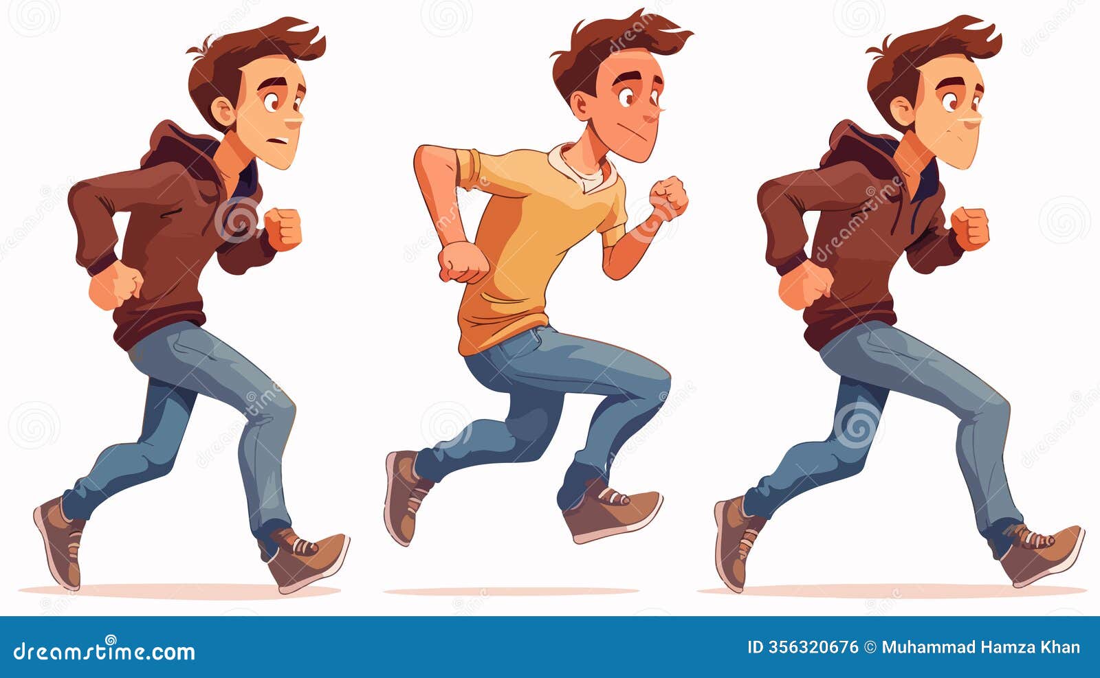 Dynamic Man Running Cartoon Illustration Vector for Creative Projects ...