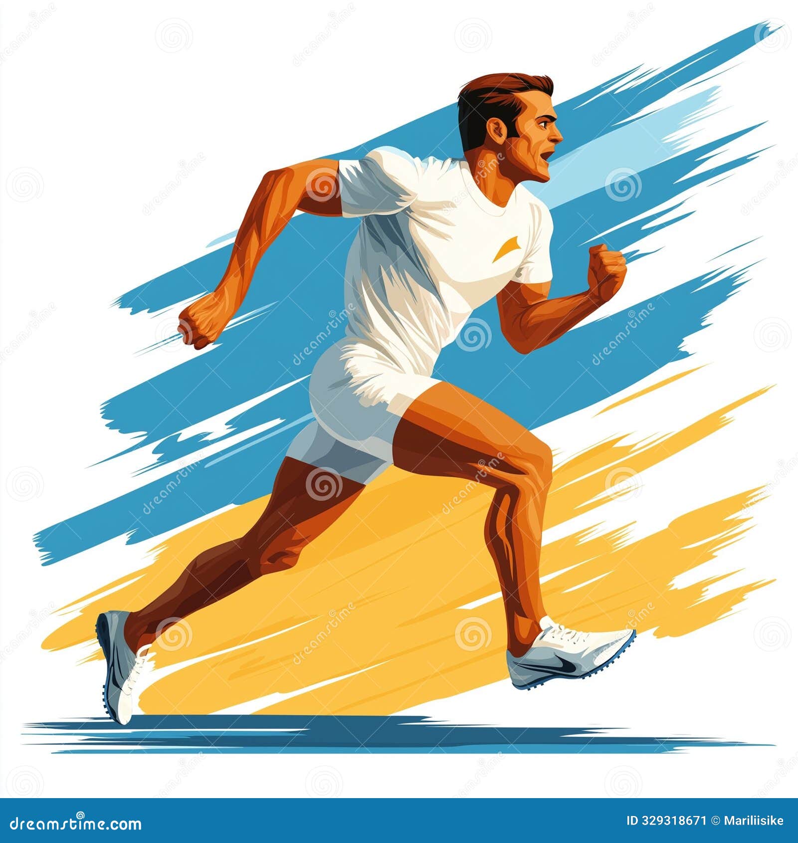 Man doing victory run stock illustration. Illustration of tshirt ...
