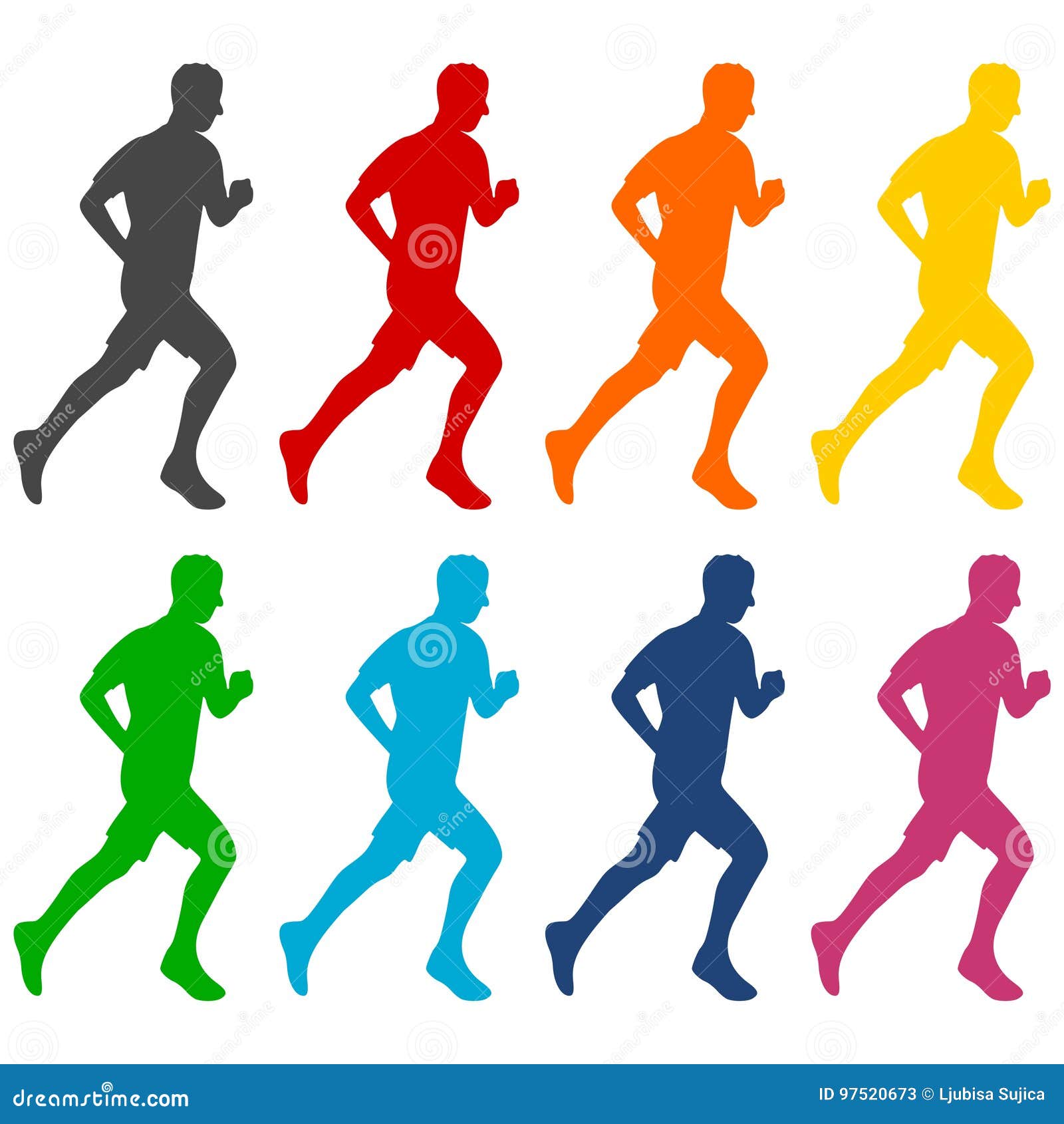 Man Running Color Silhouettes Stock Vector - Illustration of people ...