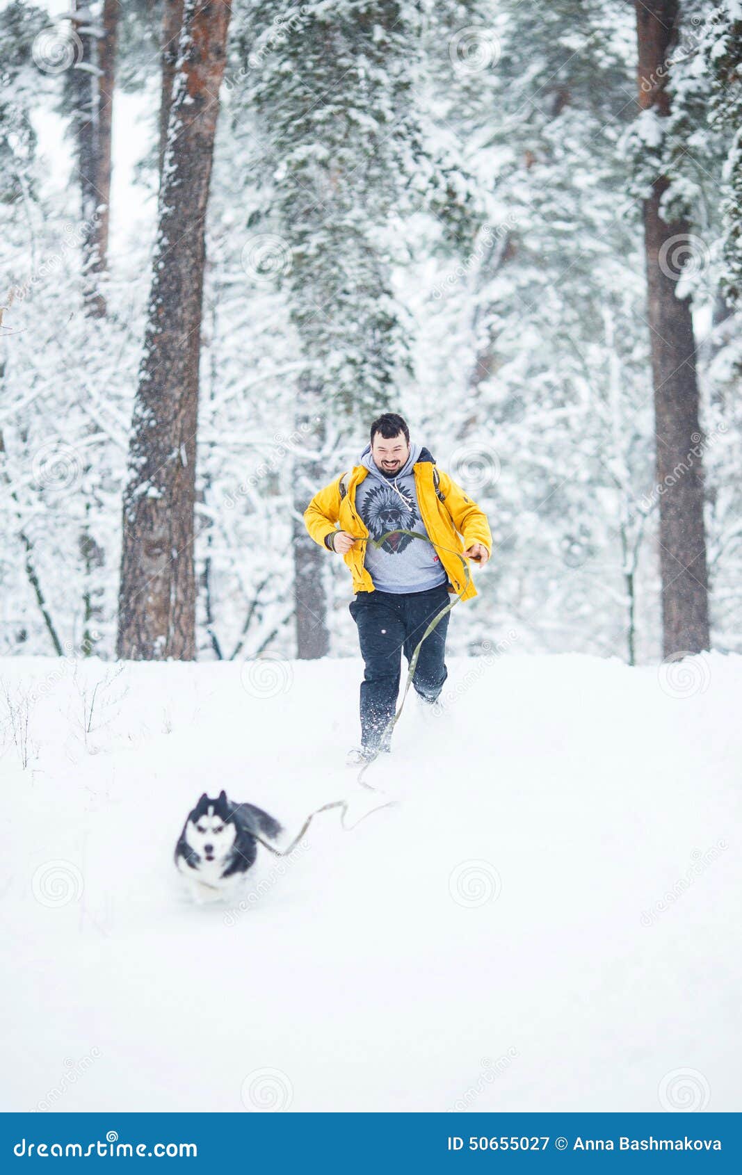 Man running after the dog stock image. Image of forest - 50655027