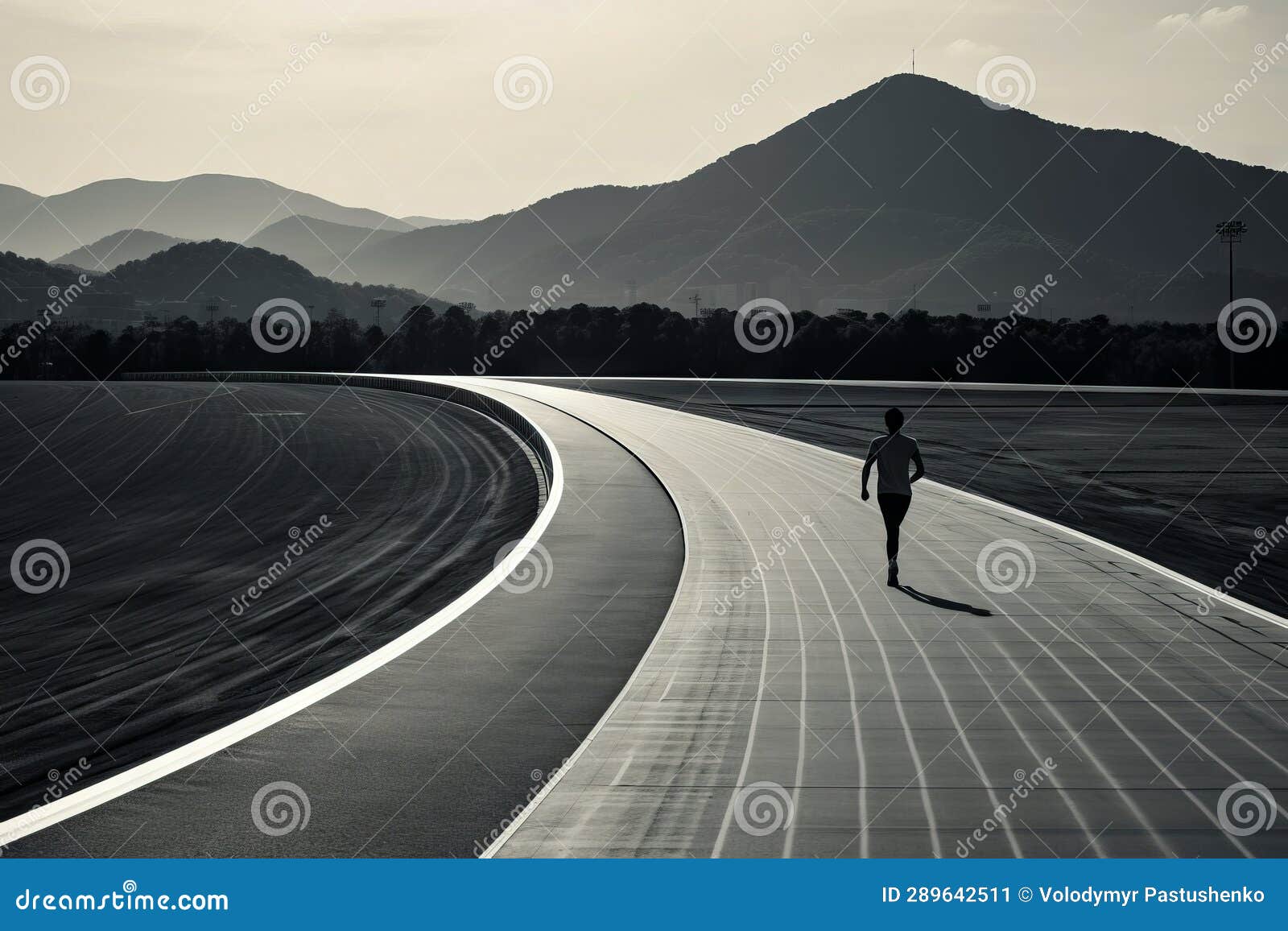 Man Running Down Road in the Middle of the Day. Generative AI Stock ...