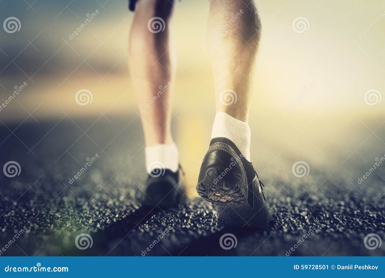 A Man Running Down the Road at Sunrise Stock Image - Image of shoe ...