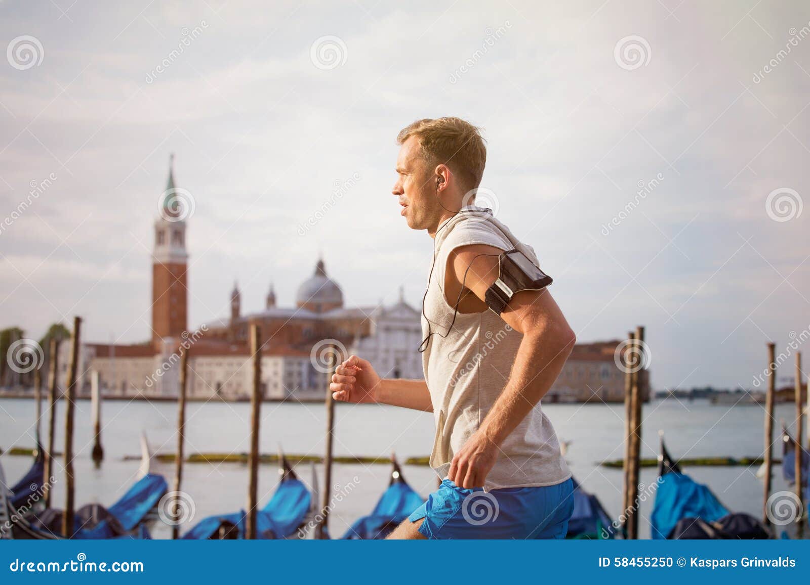 Man Running in Early Morning Stock Photo - Image of mobile, morning ...