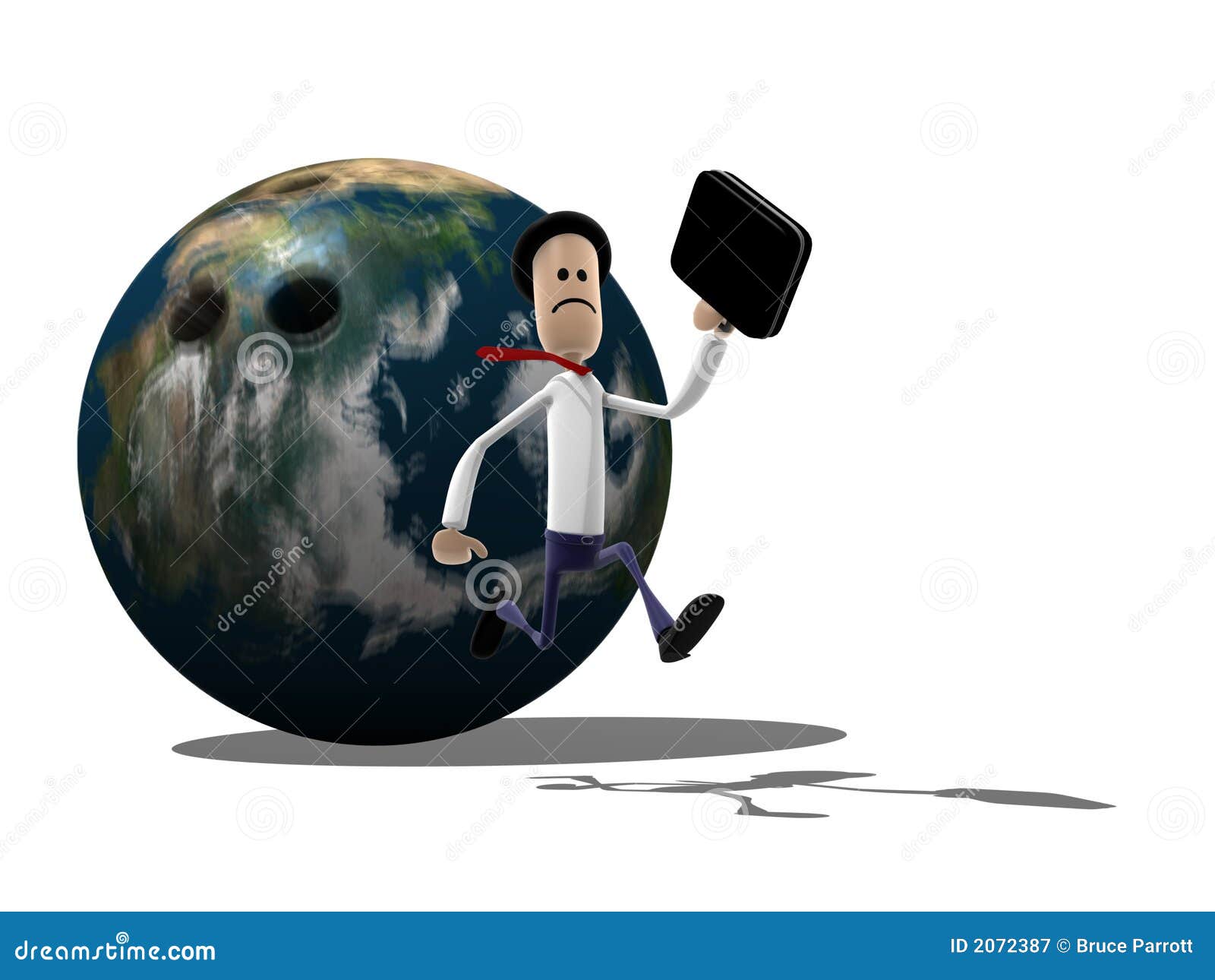 Man Running from Earth Bowling Ball Stock Illustration - Illustration ...