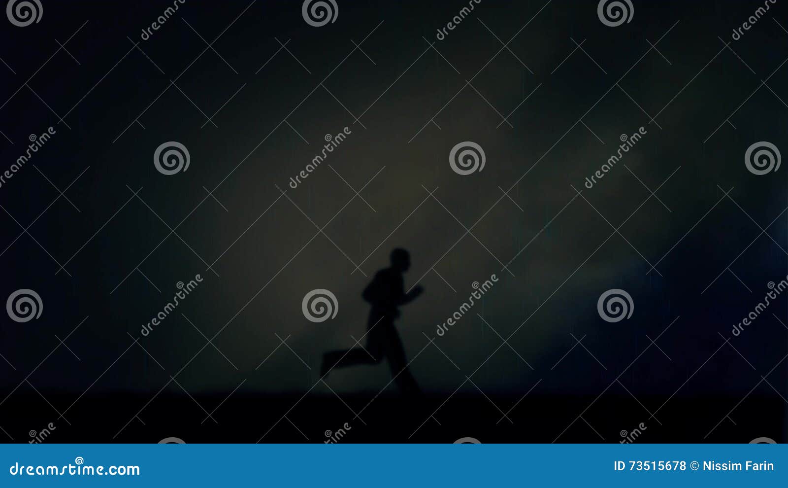 Man Running Under Storm Lightning Loop Stock Video Footage by Megapixl
