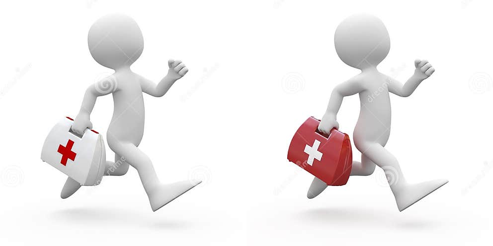 Man Running with First Aid Kit, in Two Colors Editorial Stock Photo ...