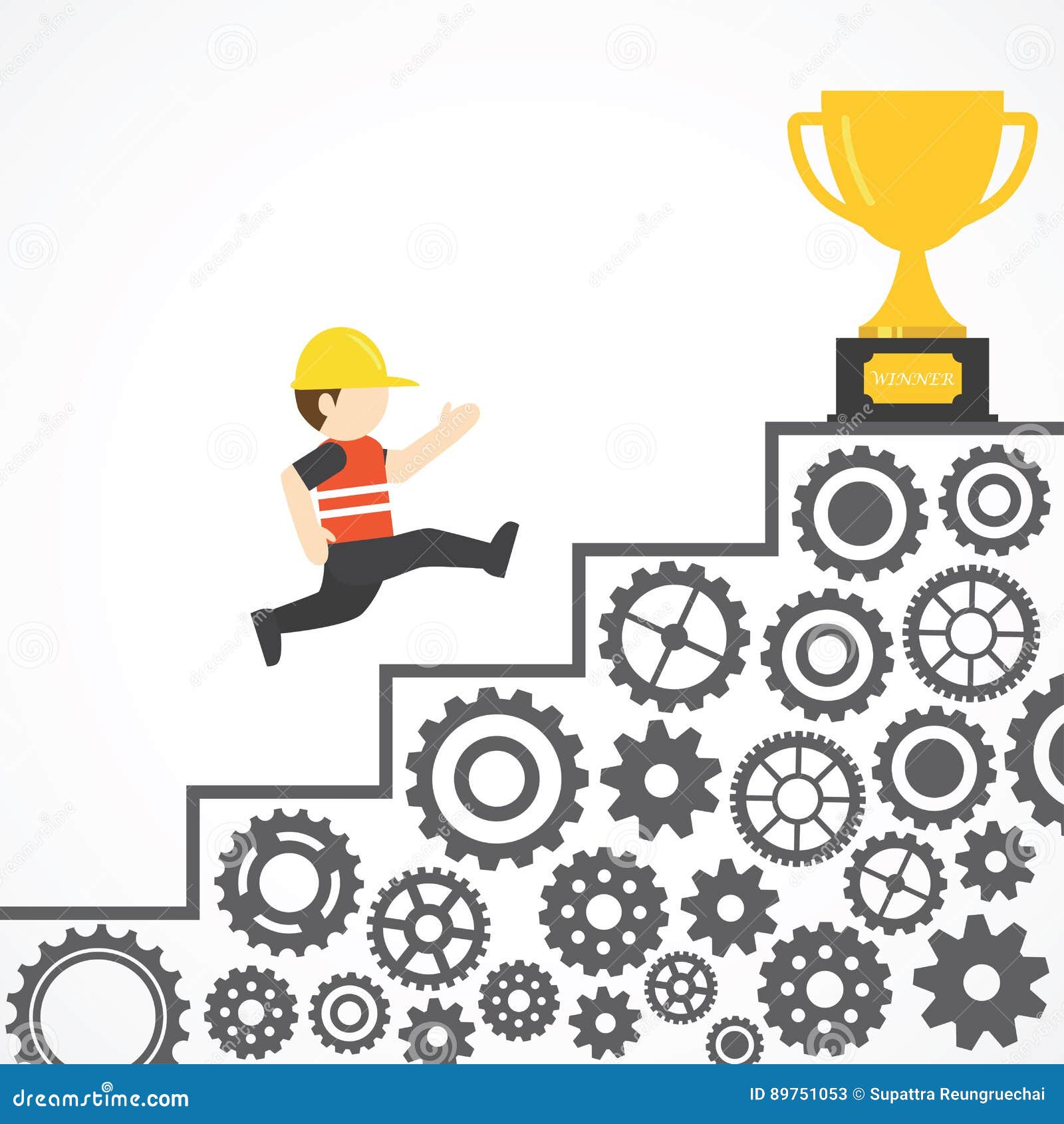 Man Running with Gears To Success Vector. Stock Vector - Illustration ...