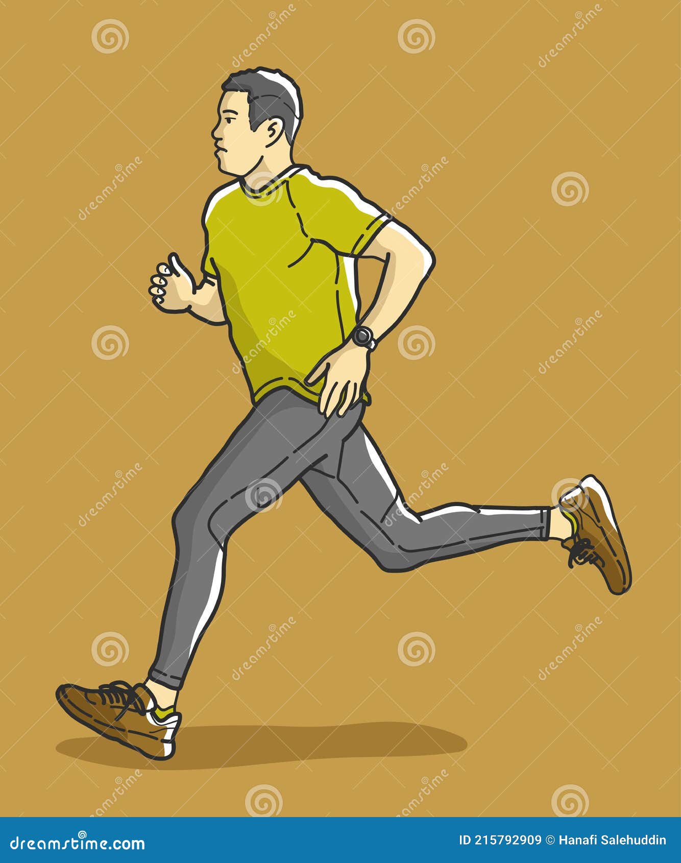 A man is running. stock vector. Illustration of linear - 215792909