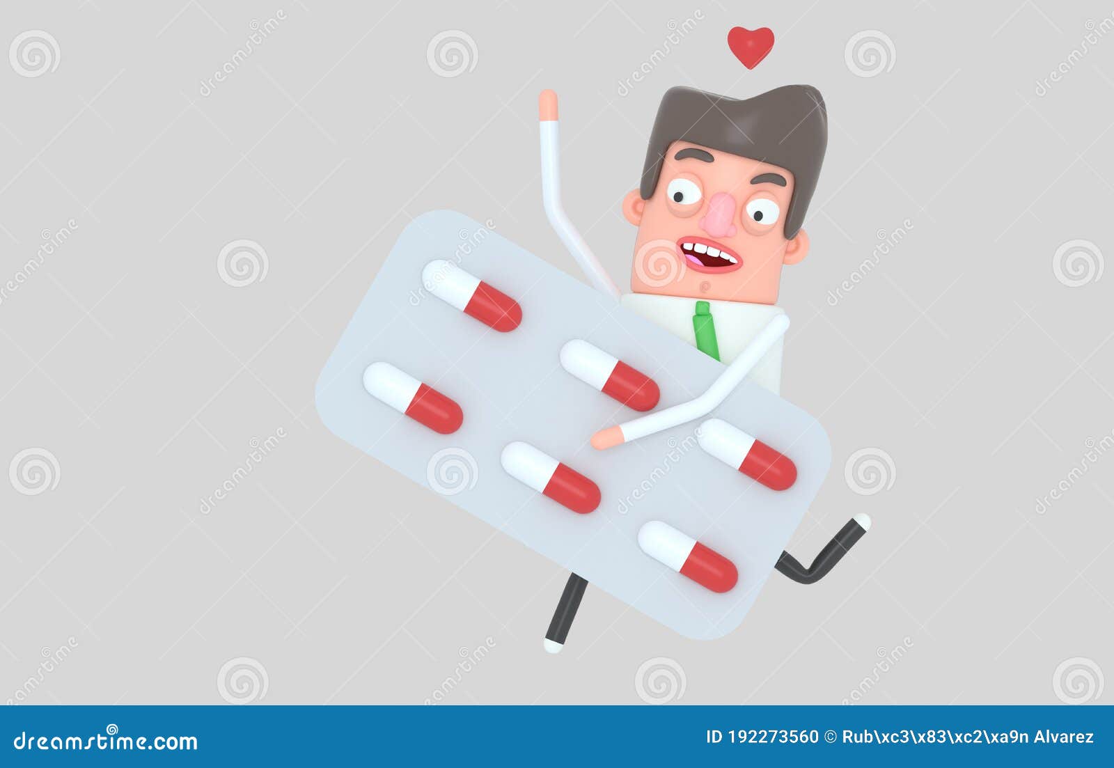 Man Running Holding a Big Pill Blister. 3d Illustration Stock Photo ...