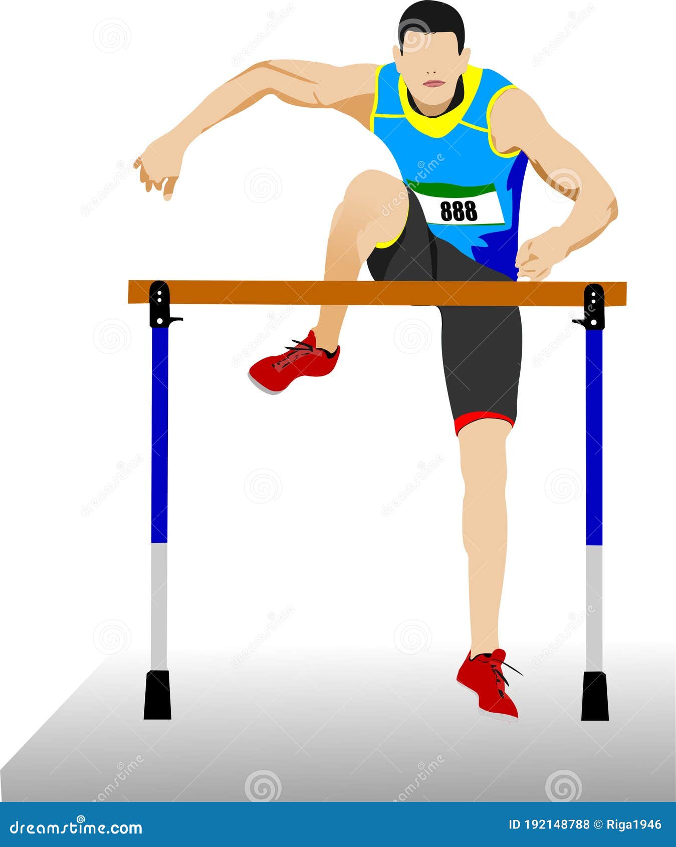 Man running hurdles. stock vector. Illustration of effort - 192148788