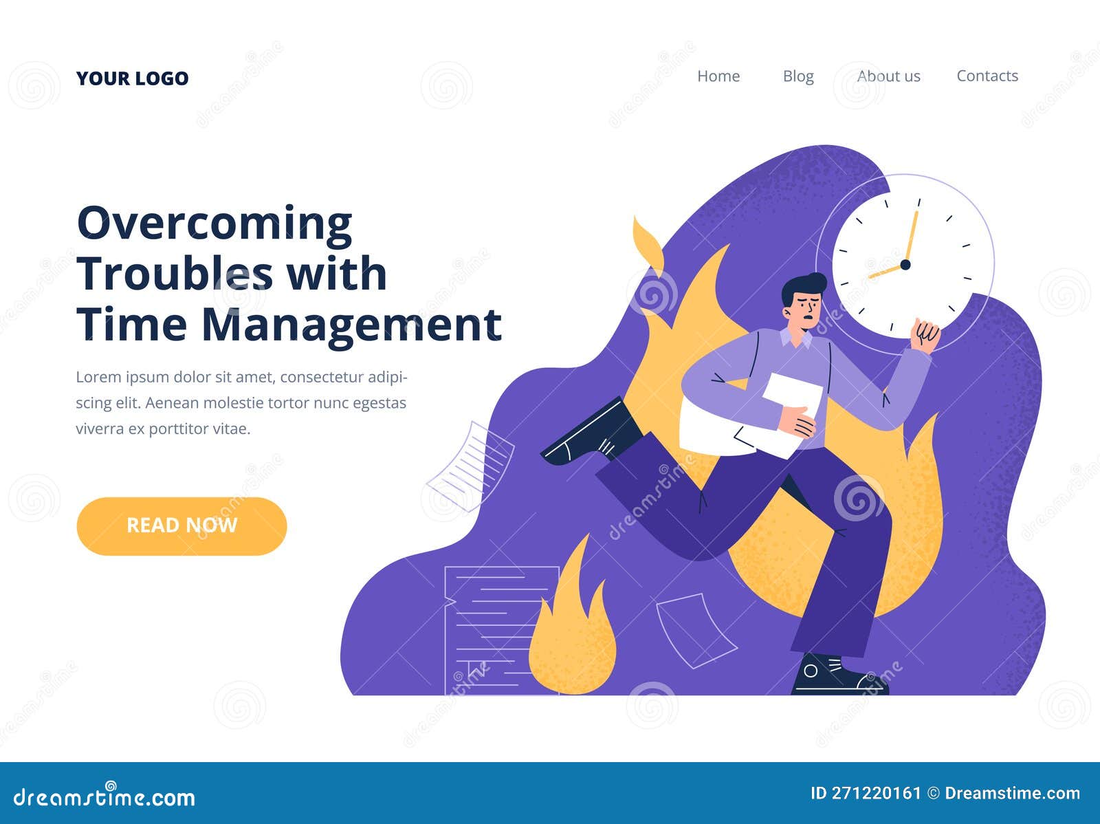 A Man Running in a Hurry with a Lot of Paperwork. Time Management ...