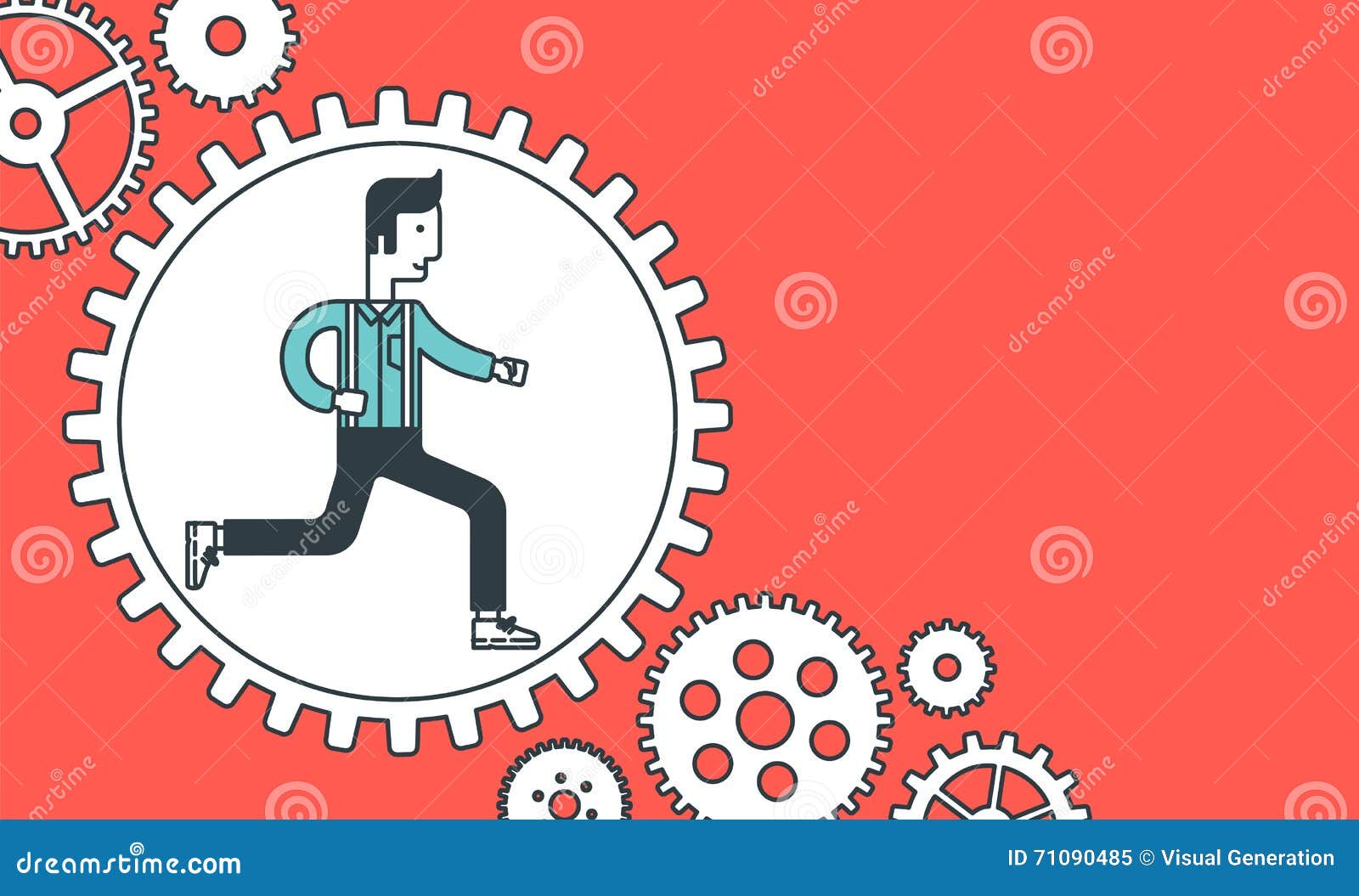 Man Running Inside the Gear. Stock Illustration - Illustration of human ...