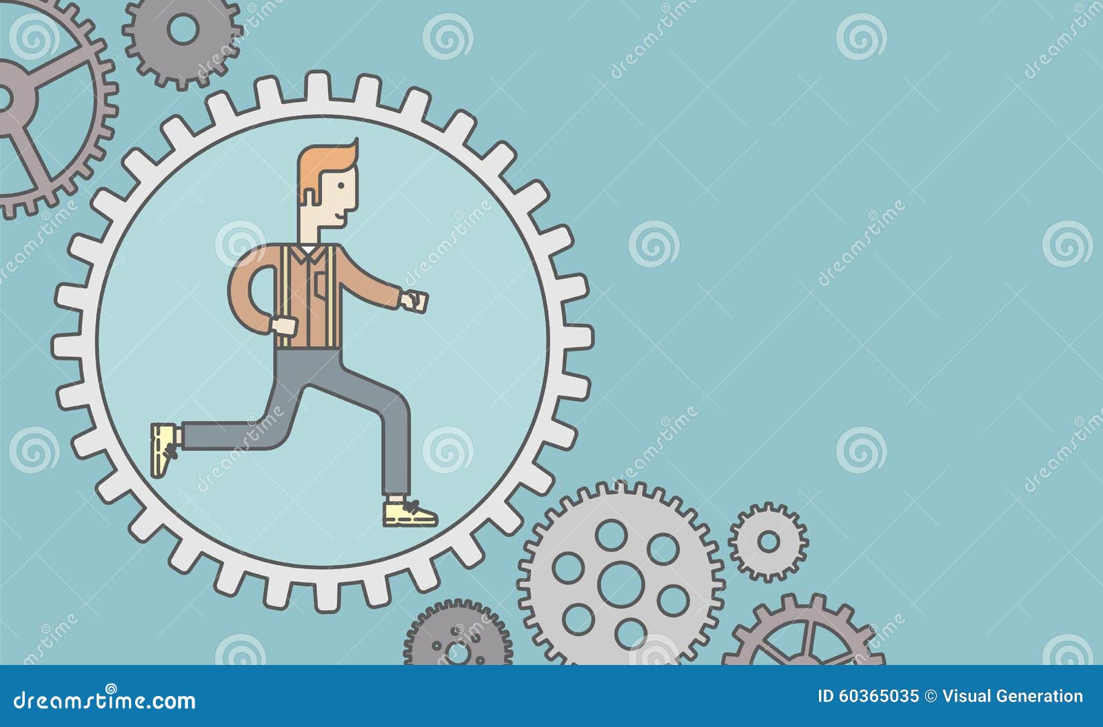 Man Running Inside the Gear Stock Vector - Illustration of layout, male ...