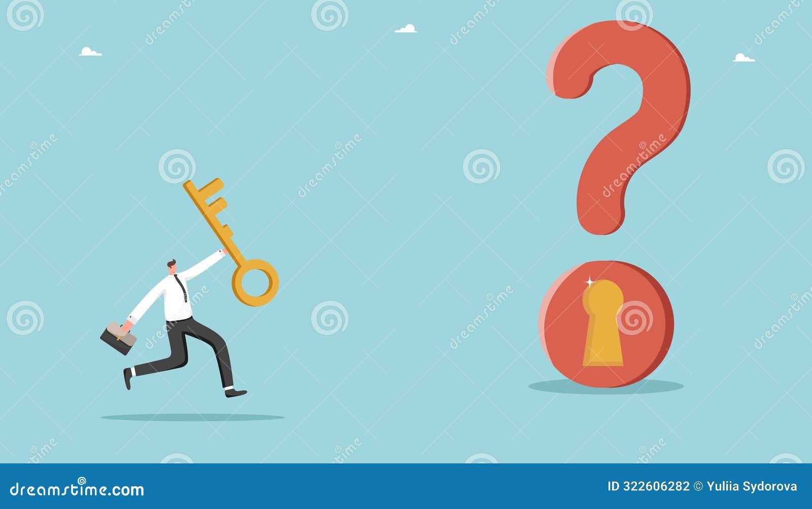 Man Running with Key To Question Mark Stock Vector - Illustration of ...