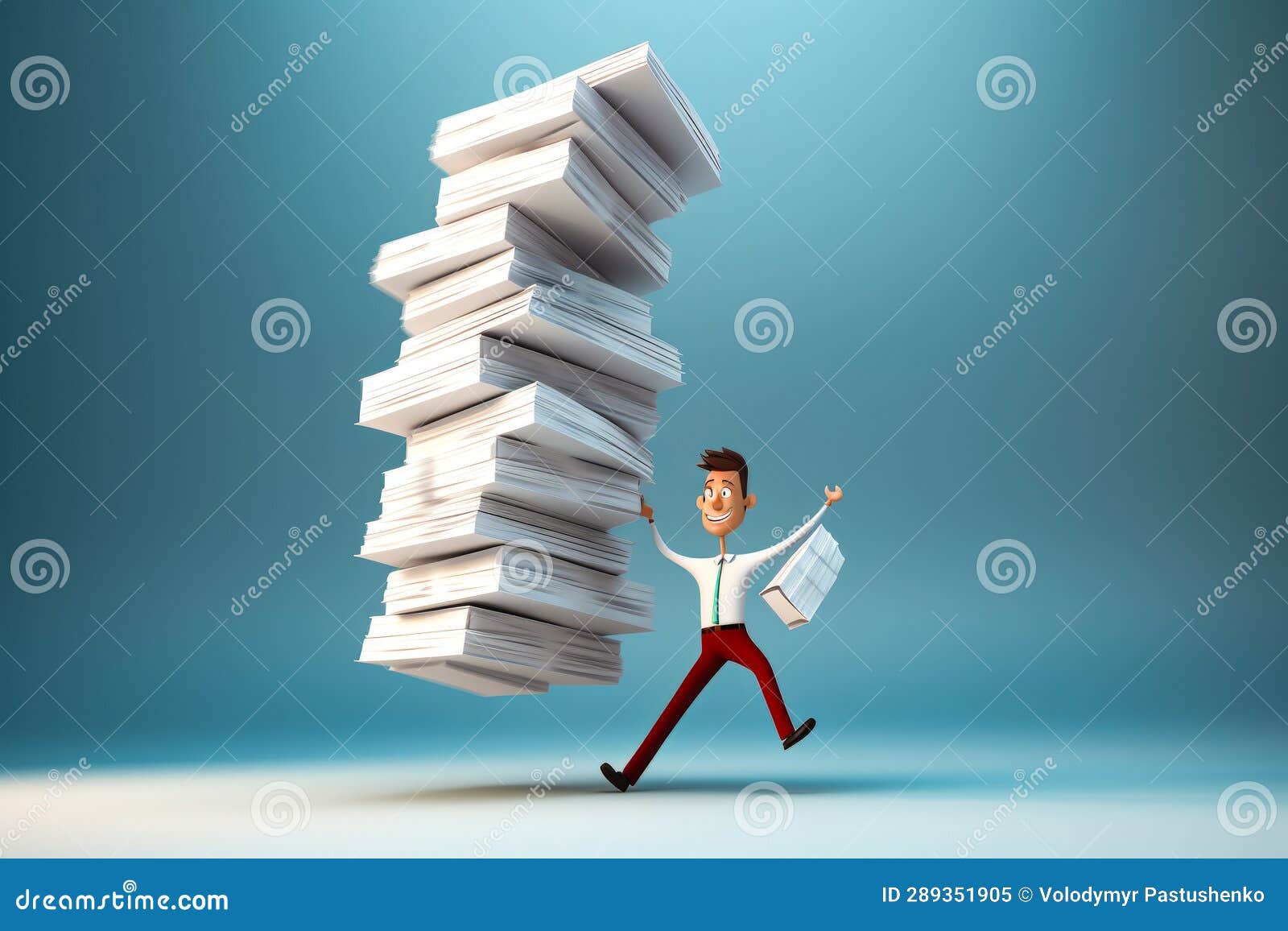 Man is Running with Large Stack of Papers on His Back. Generative AI ...