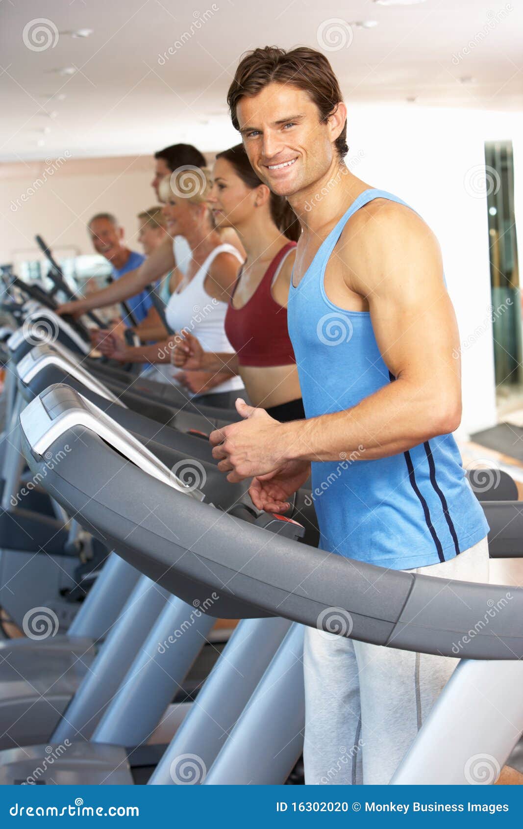 Man on Running Machine stock photo. Image of caucasian - 16302020