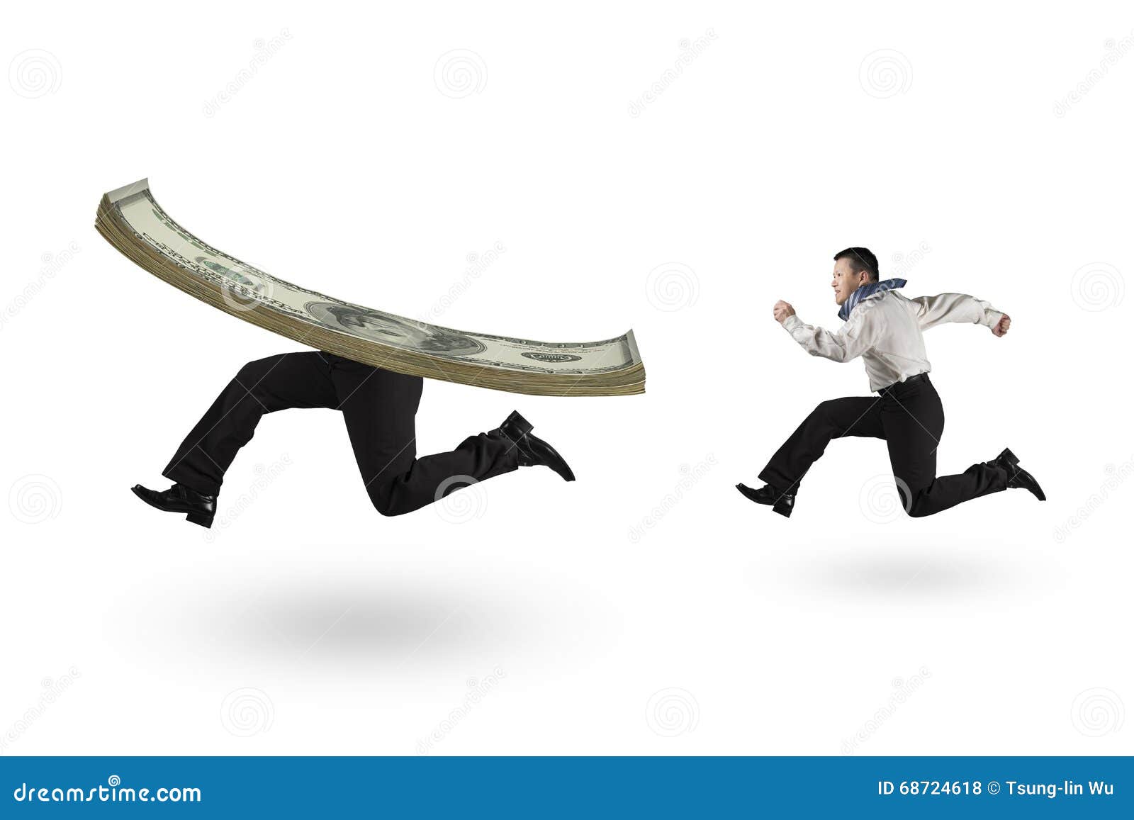 Man Running after Money with Legs Stock Photo - Image of catch, loan ...