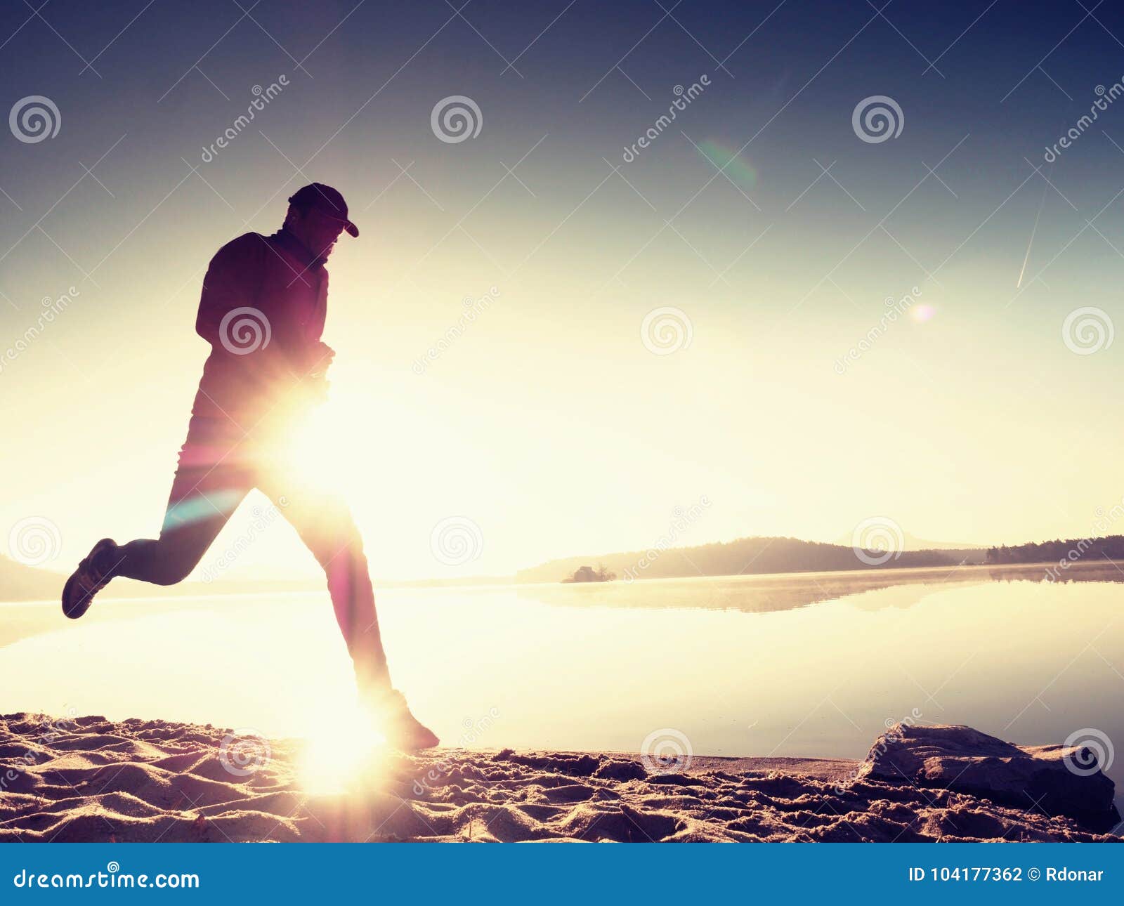 Man Running at Morning Sea. Each Day Morning Workout Stock Photo ...