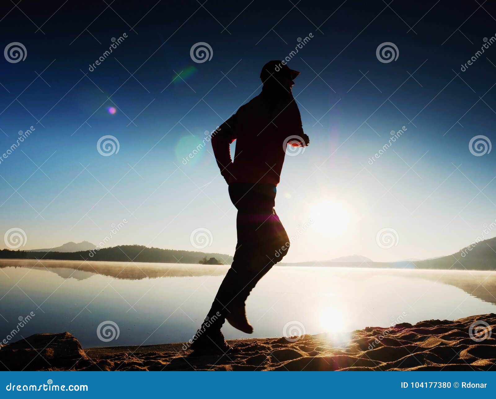 Man Running at Morning Sea. Each Day Morning Workout Stock Photo ...