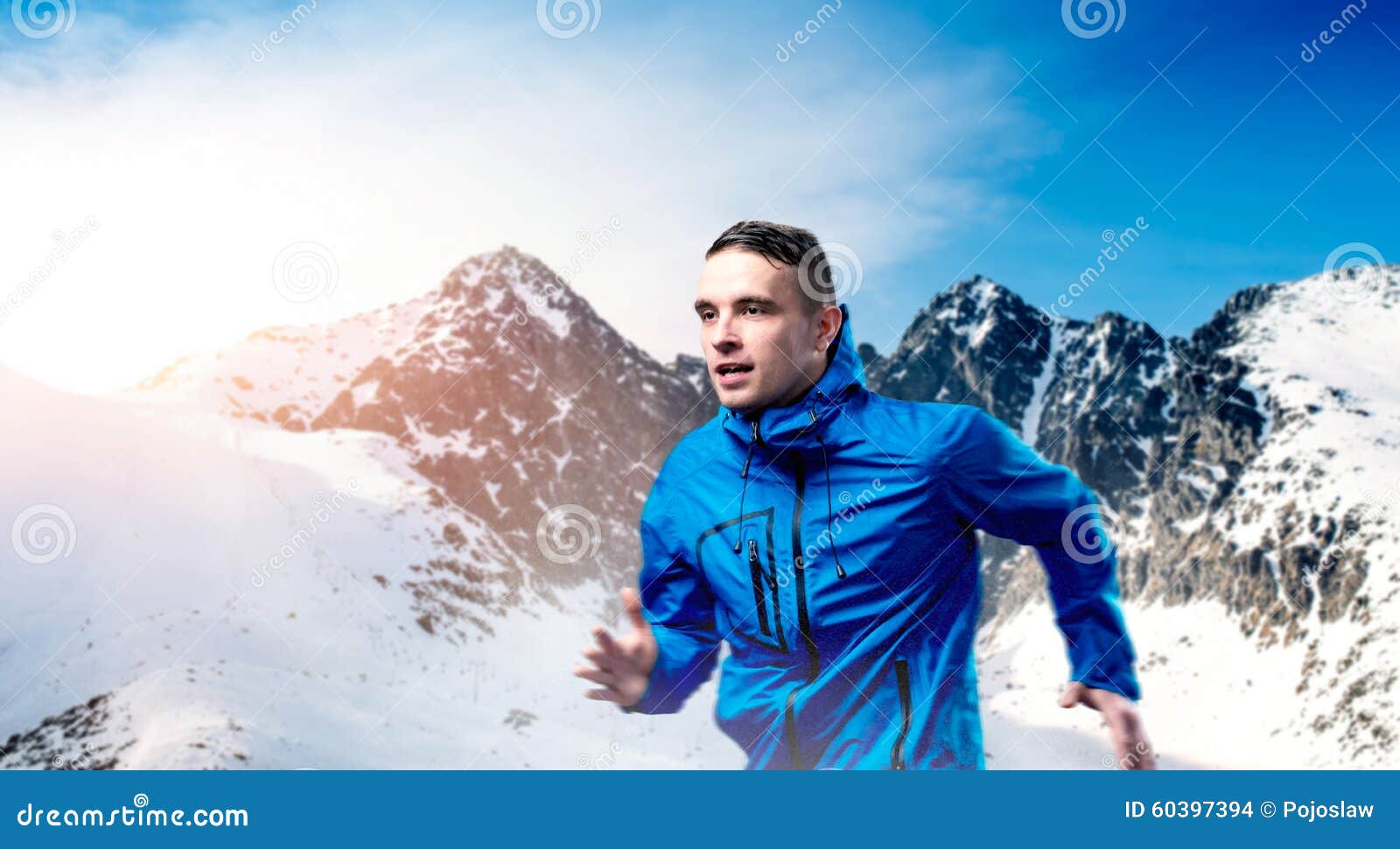 Man running in mountains stock photo. Image of activity - 60397394