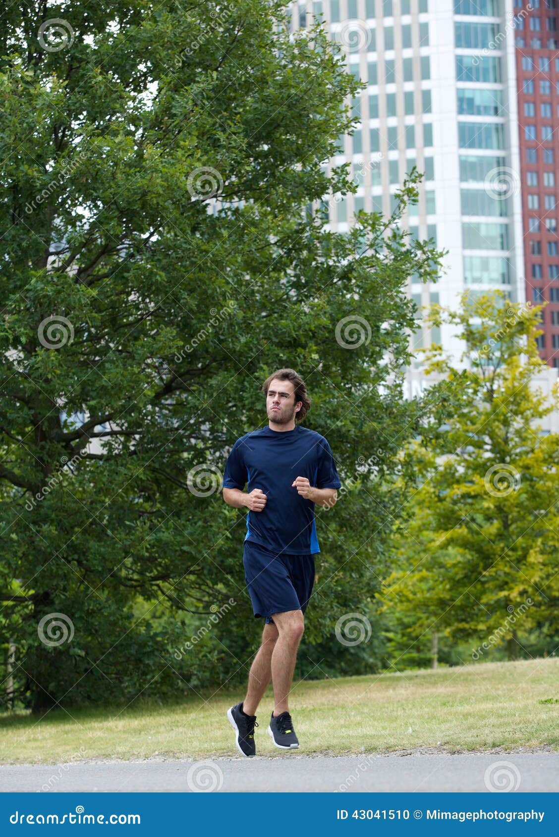 Man Running Outdoors in City Park Stock Photo - Image of leisure ...