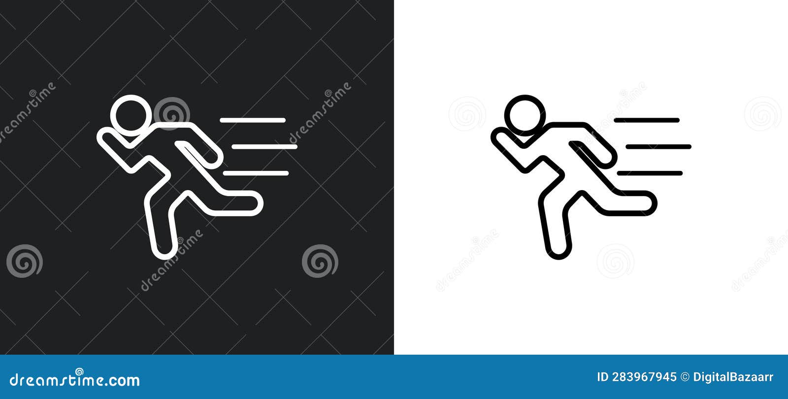 Man Running Outline Icon in White and Black Colors. Man Running Flat ...