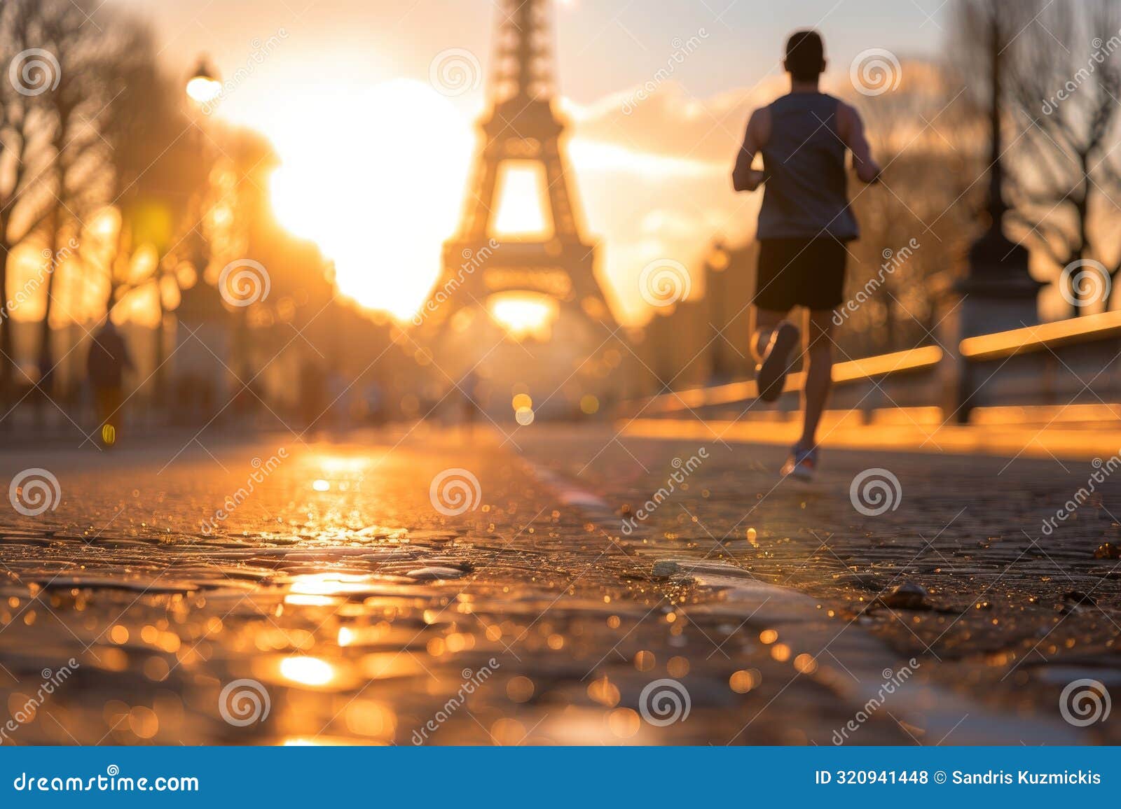 Man Running in the Paris Marathon. Generative AI Stock Illustration ...