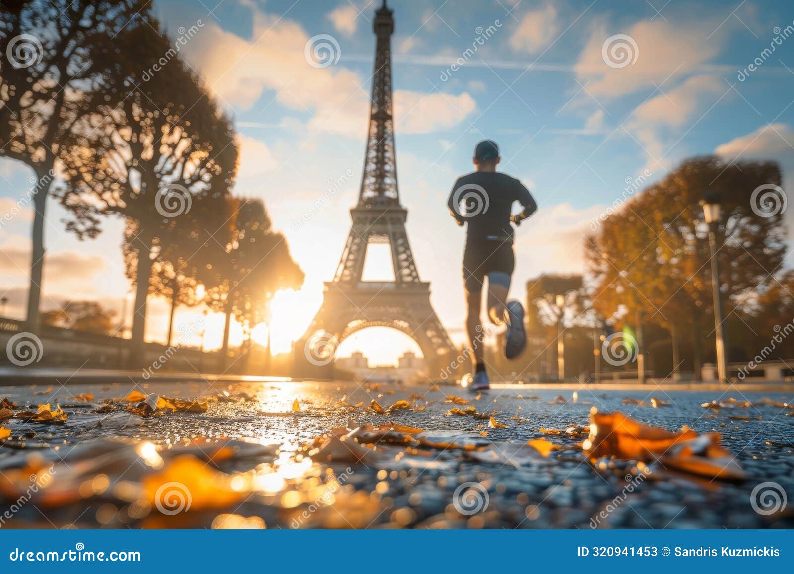 Man Running in the Paris Marathon. Generative AI Stock Illustration ...