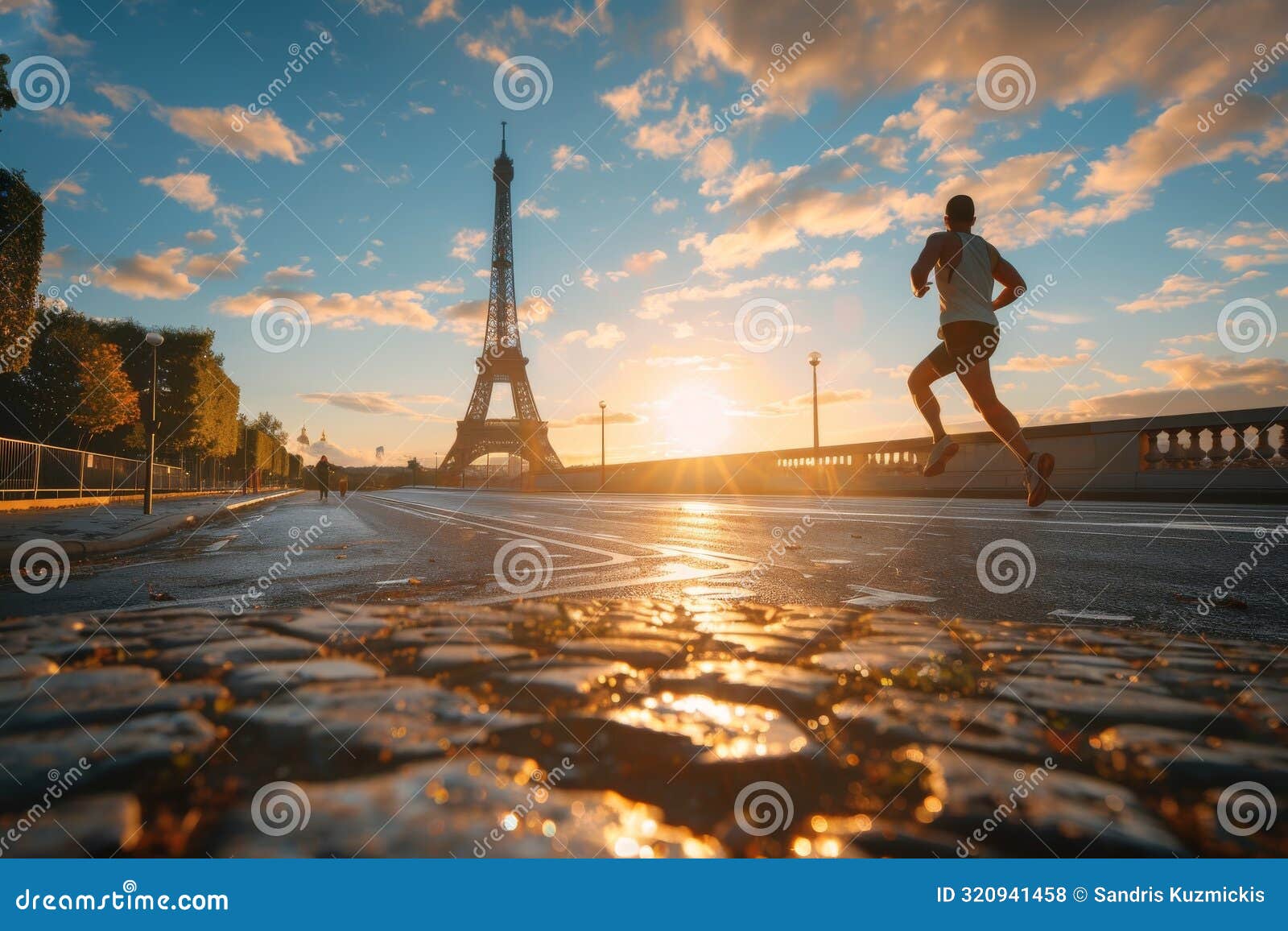 Man Running in the Paris Marathon. Generative AI Stock Illustration ...