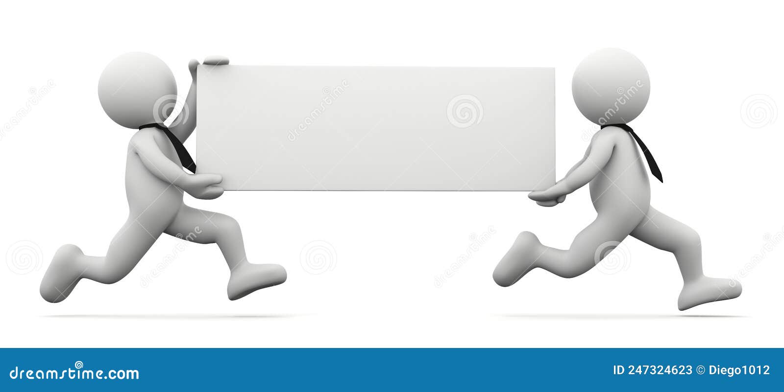 3 man running with placard stock illustration. Illustration of idea ...