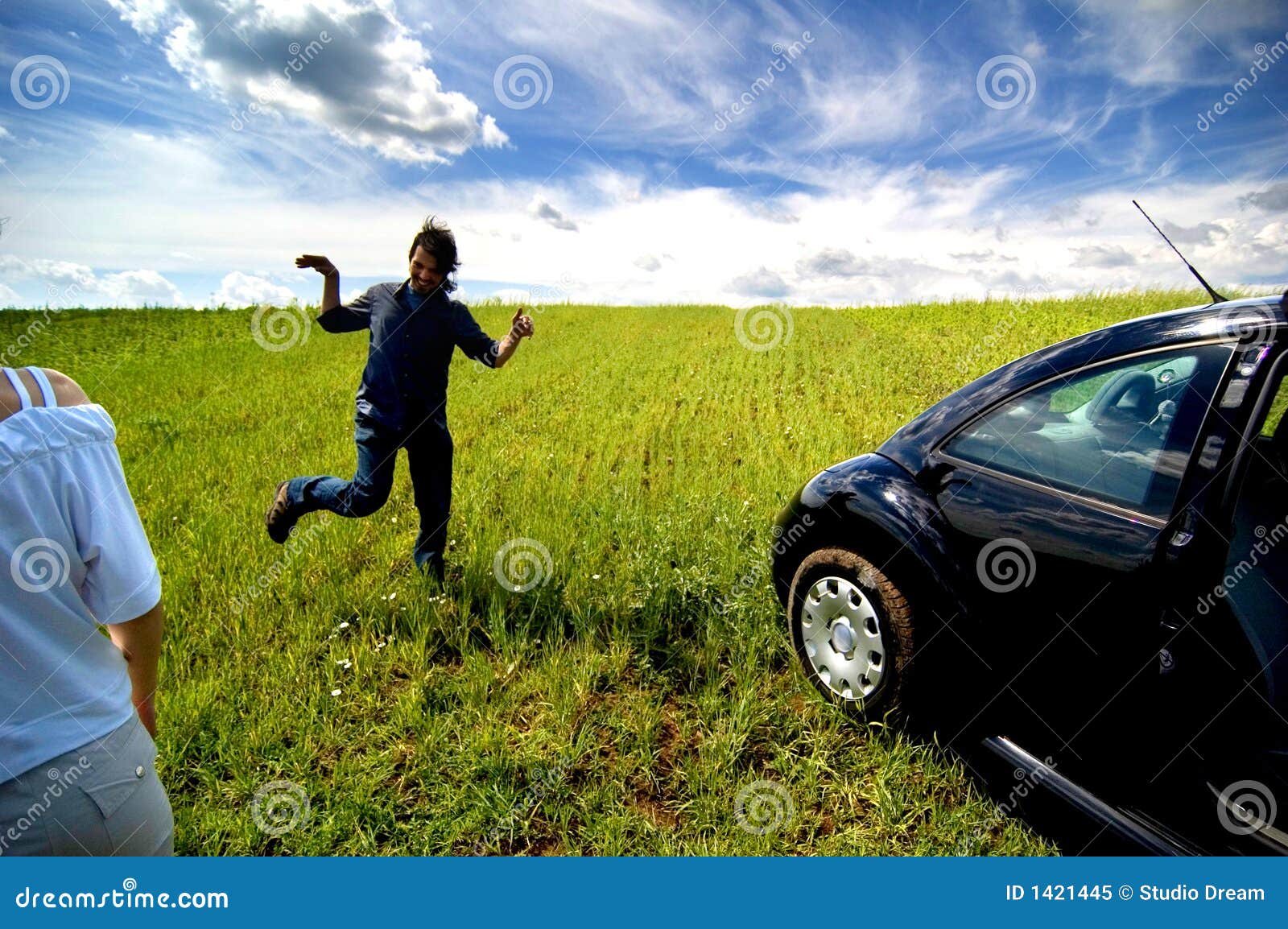 Man Running Playfully in Field Stock Image - Image of dude, lady: 1421445