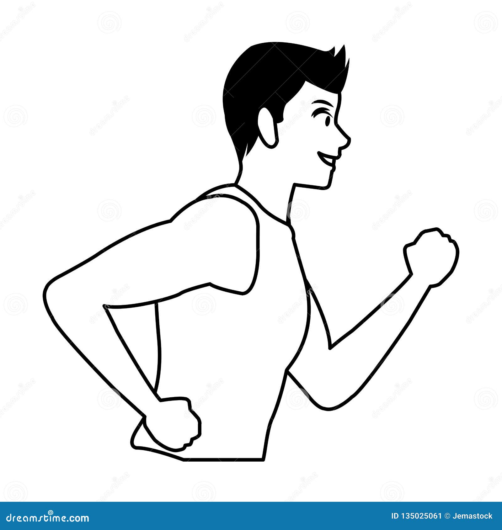 Man Running Profile Sideview in Black and White Stock Vector ...