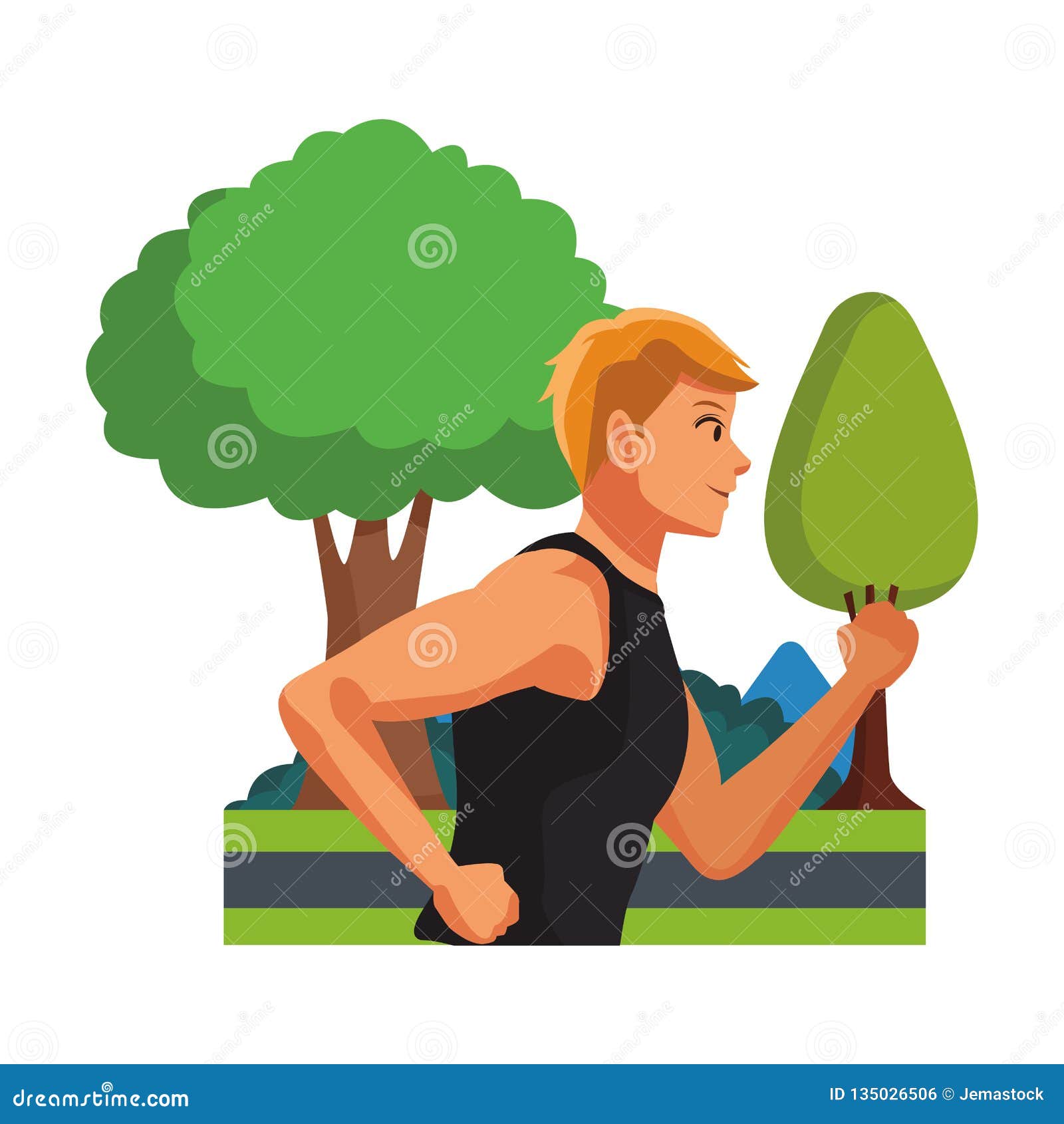 Man Running Profile Sideview Stock Vector - Illustration of motion ...