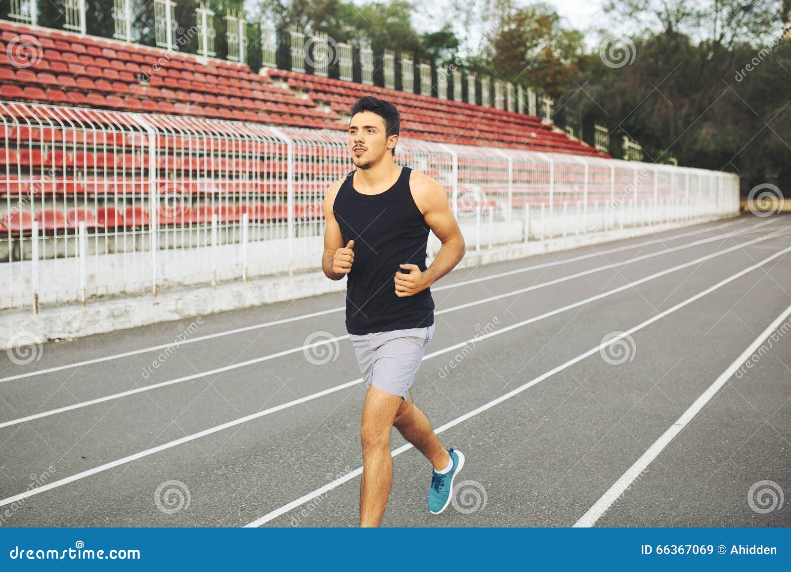 Man Running on a Racing Track Stock Image - Image of nature, caucasian ...