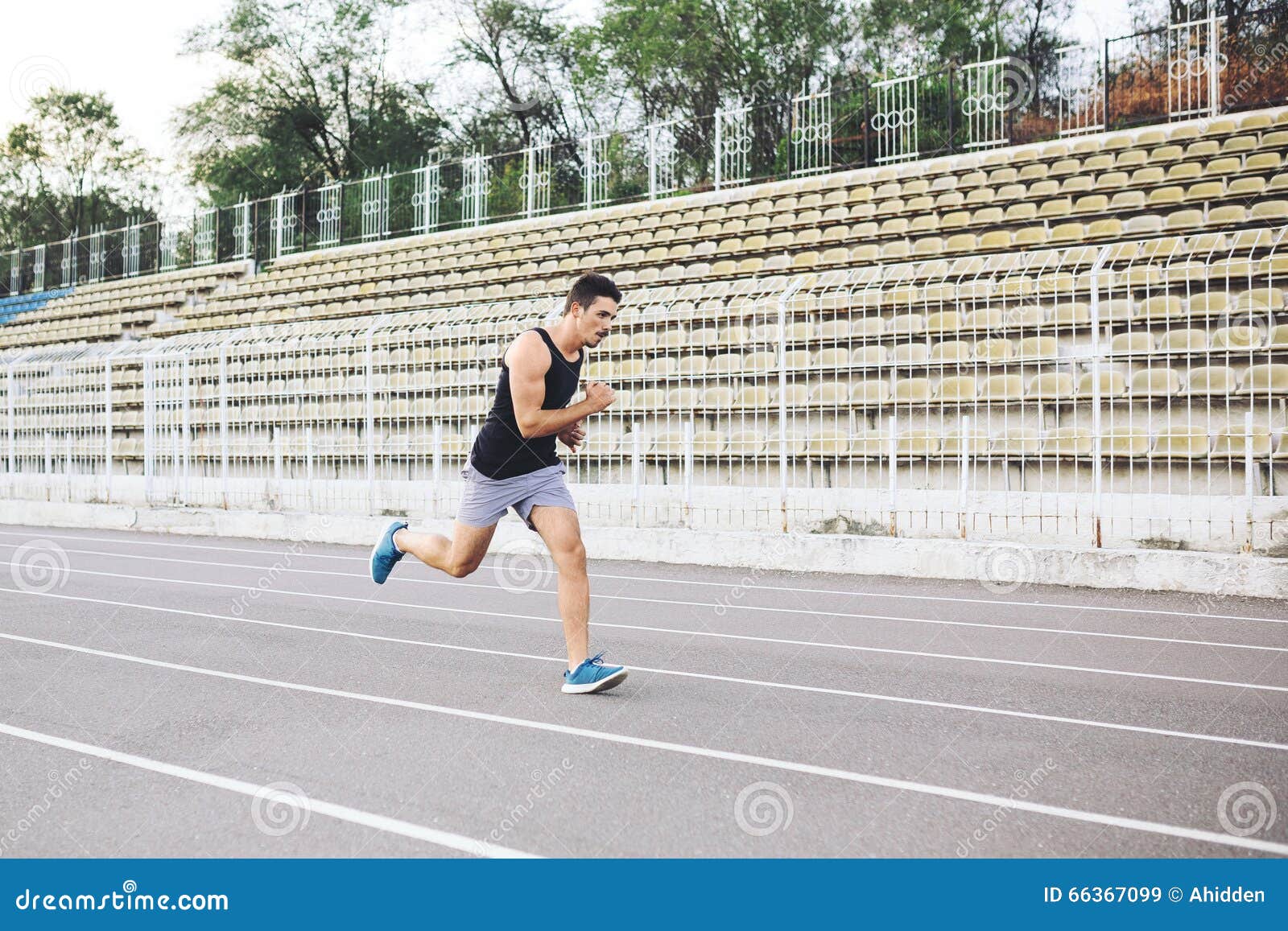 Man Running on a Racing Track Stock Image - Image of racing ...