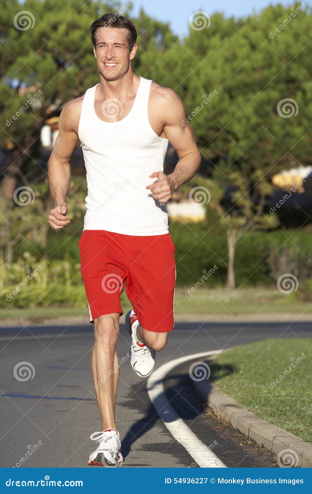 Man Running on Road stock image. Image of person, fitness - 54936227