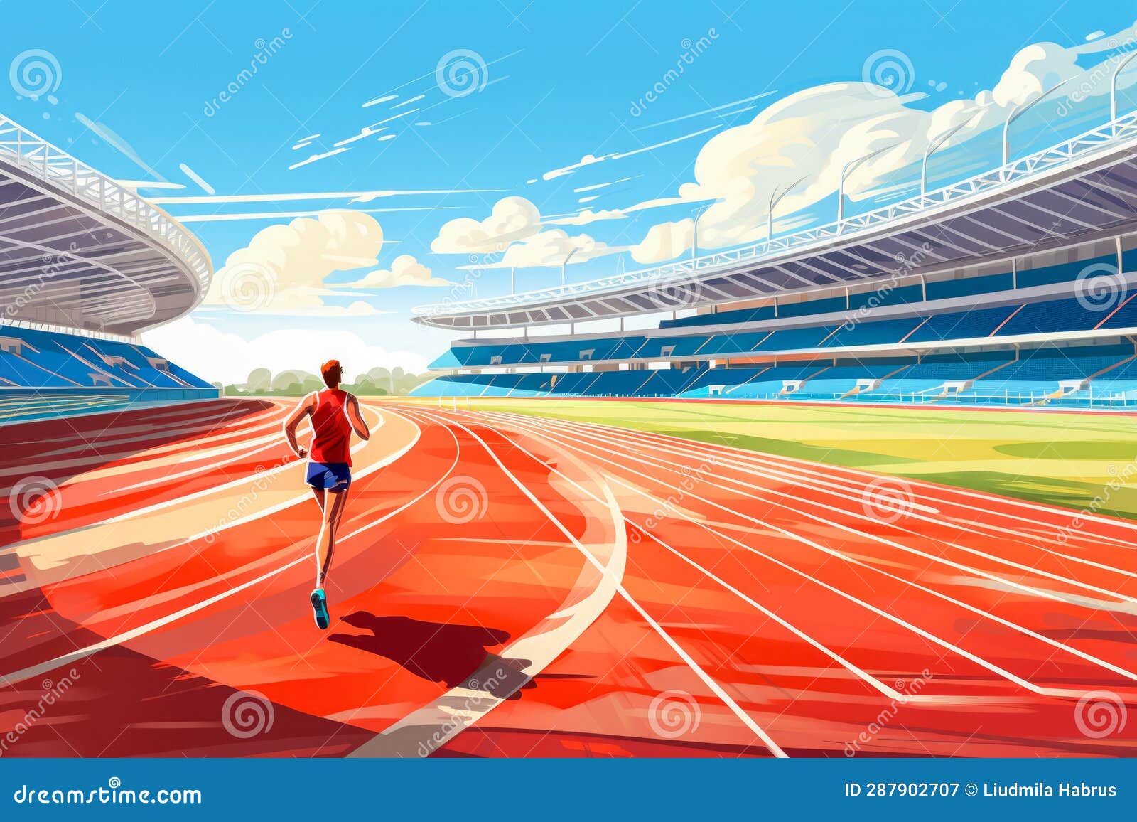 Man Running on the Road. Flat Cartoon Style Stock Illustration ...