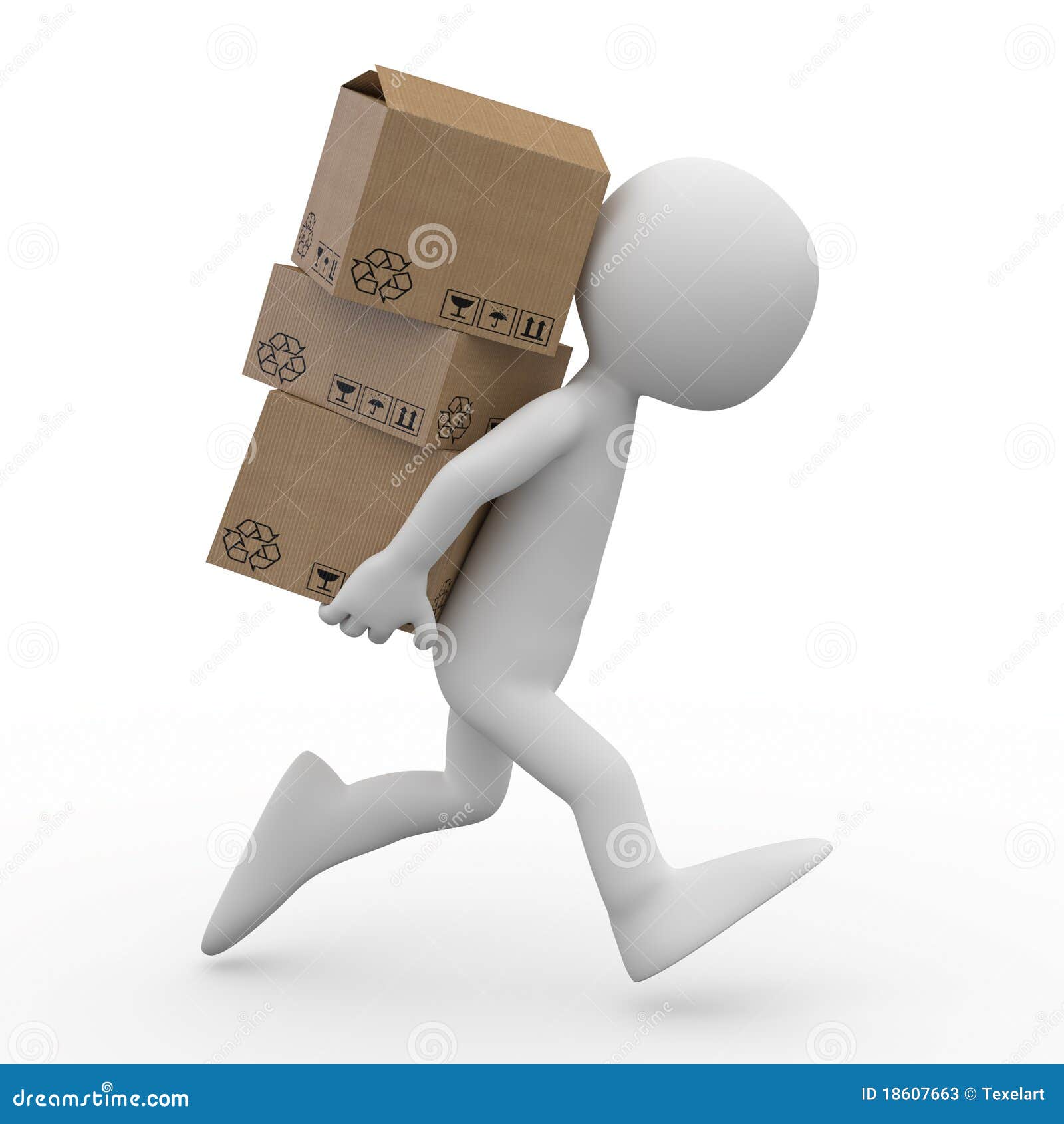 Man Running with Several Boxes in the Back Stock Illustration ...