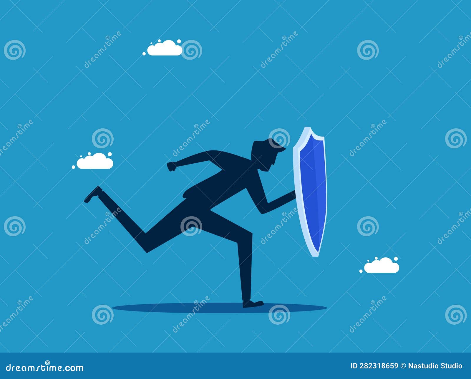 Man Running with a Shield Vector Stock Vector - Illustration of crisis ...