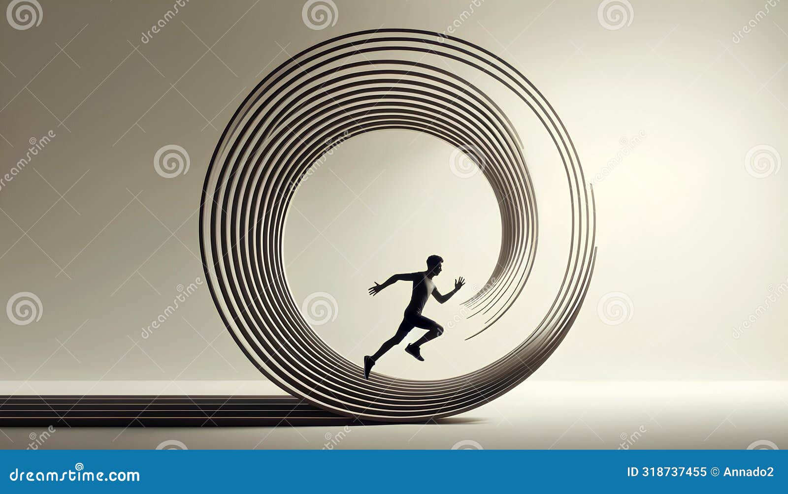 Man Running in a Spiral. the Spiral Demonstrates the Path Created by ...