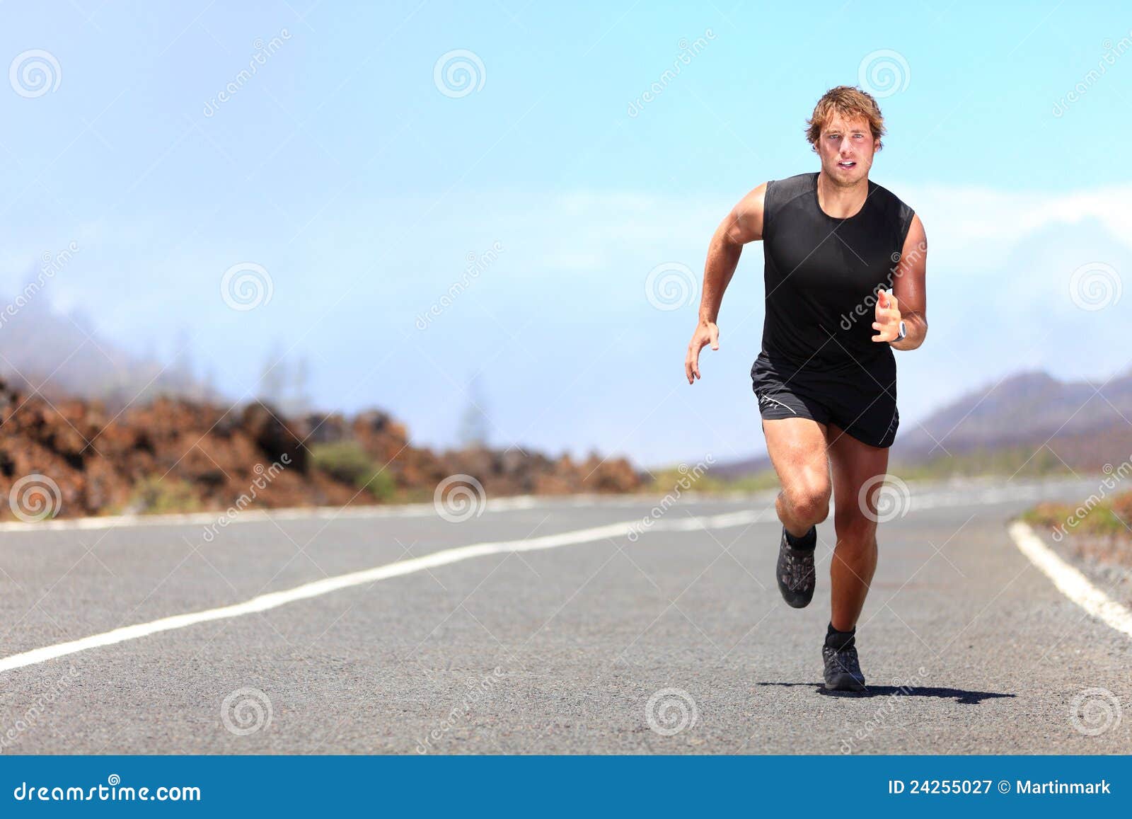 Man Running / Sprinting On Road Royalty Free Stock Photography - Image ...