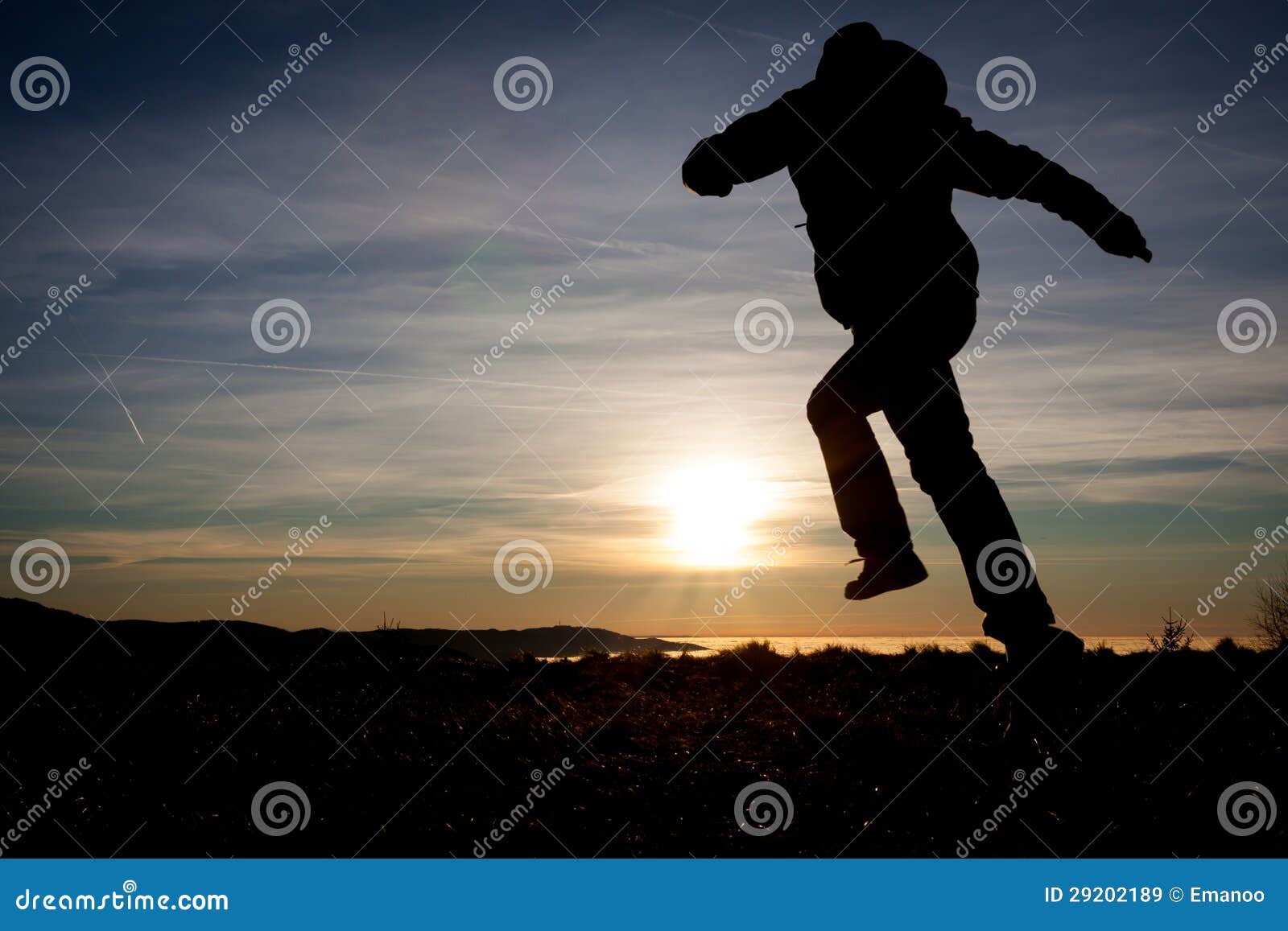 Man Running in Sunset on Mountain Stock Image - Image of nature, dawn ...