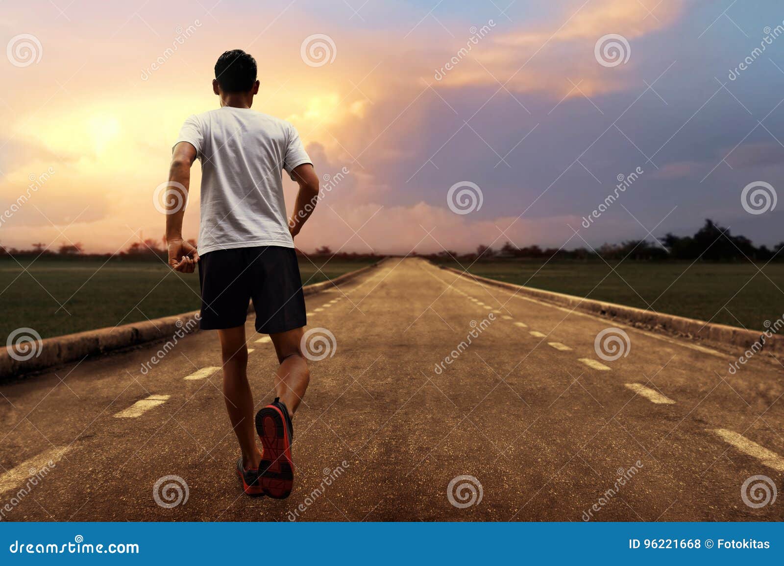 Man running at sunset stock photo. Image of lifestyle - 96221668
