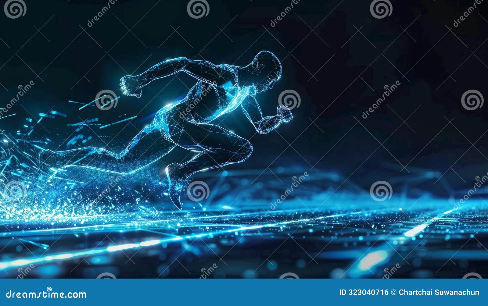 A Man is Running on a Track with a Blue Background by AI Generated ...