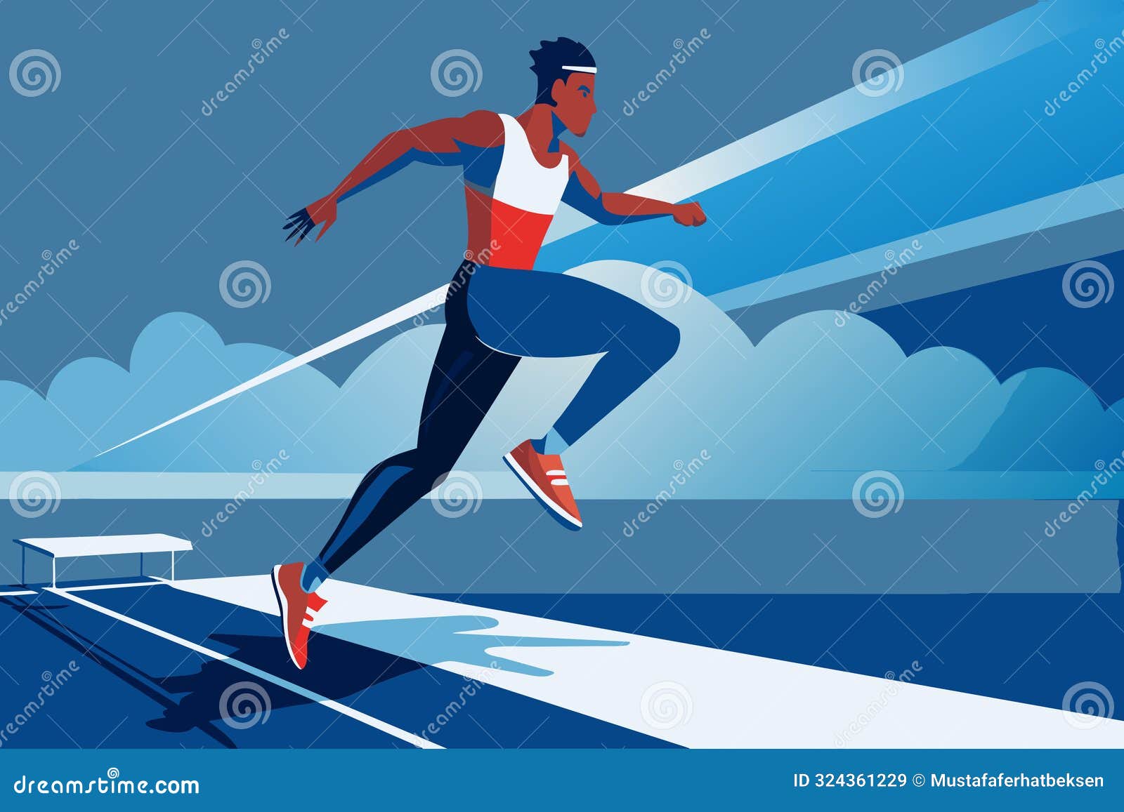 A Man is Running on a Track with a Red Shoe Stock Illustration ...