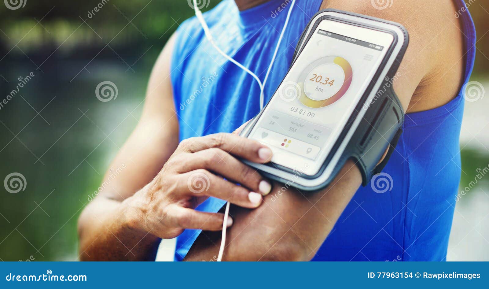 Man Running Tracker Armband Outdoors Concept Stock Photo - Image of ...