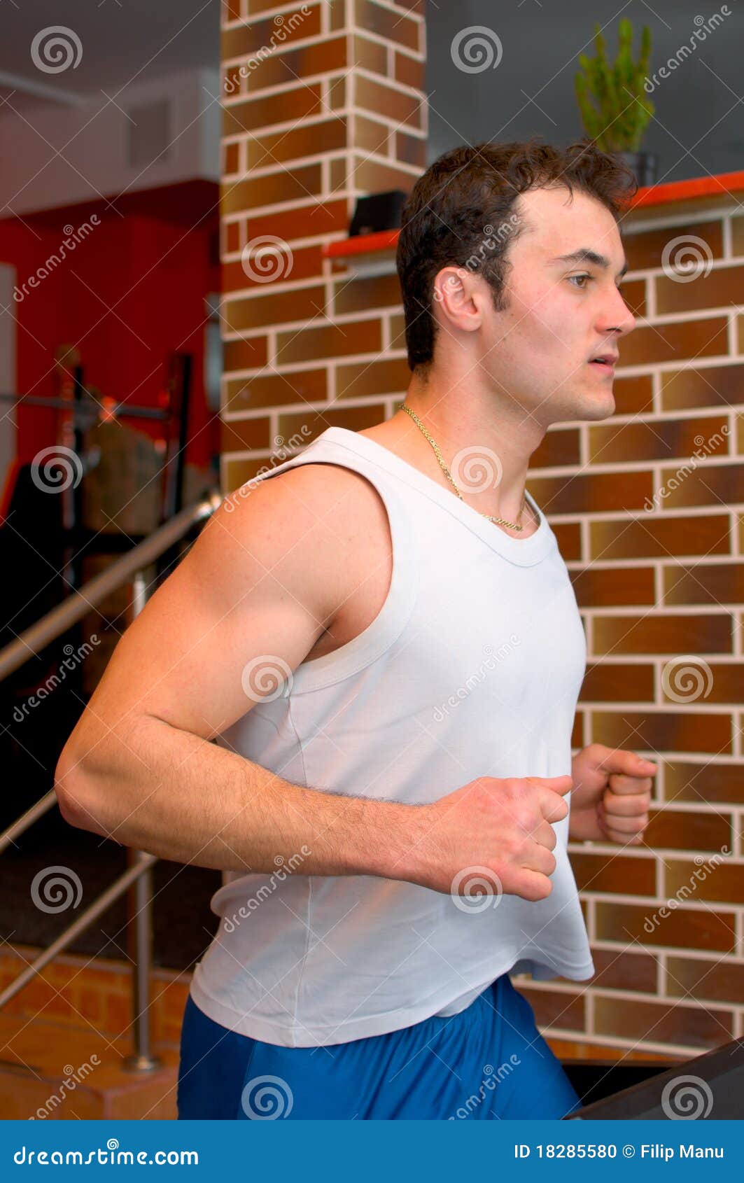 Man Running on the Treadmill Stock Photo - Image of adult, machine ...