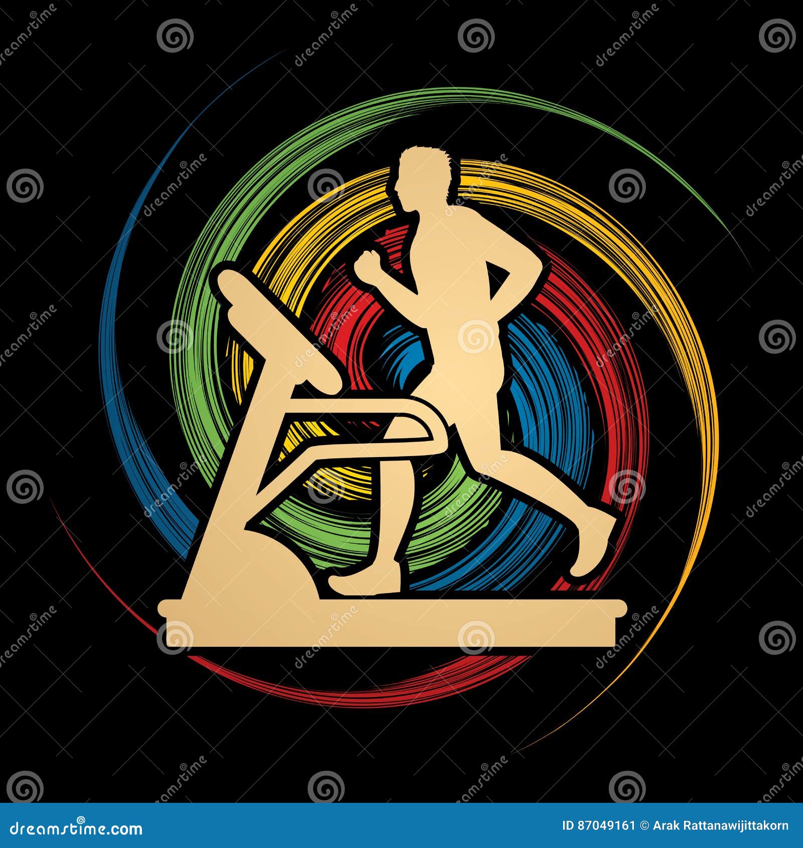 Man running on treadmill stock vector. Illustration of healthy - 87049161
