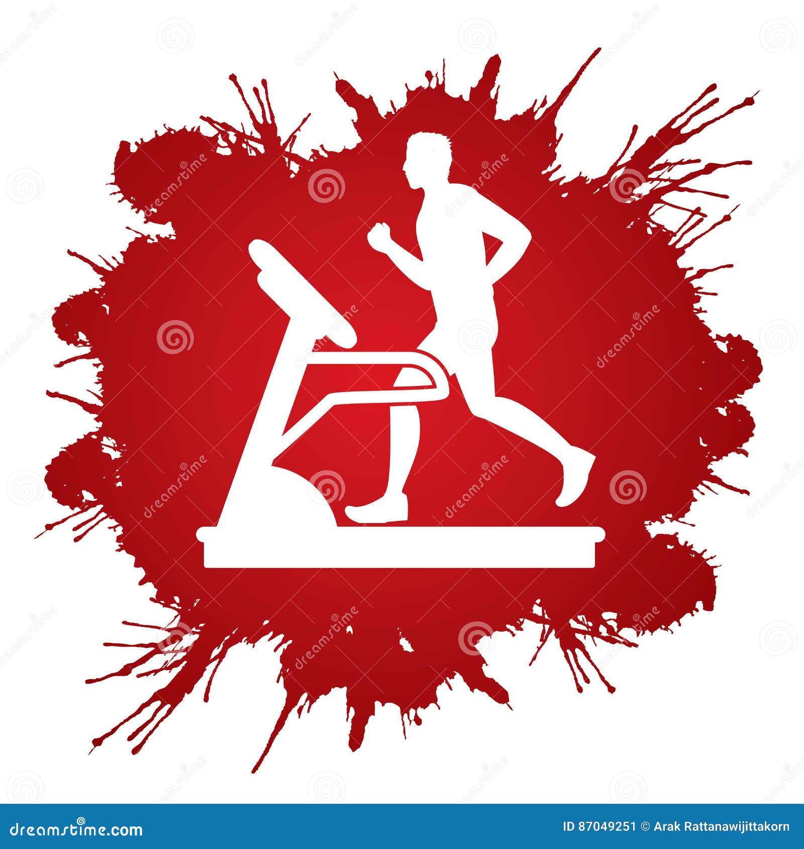 Man running on treadmill stock vector. Illustration of aerobics - 87049251